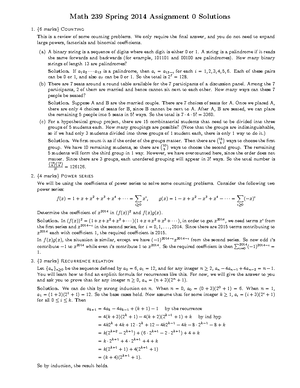 MATH 239 Part I enumeration - MATH 239/ Introduction to Combinatorics Hello World, and Thanks ...