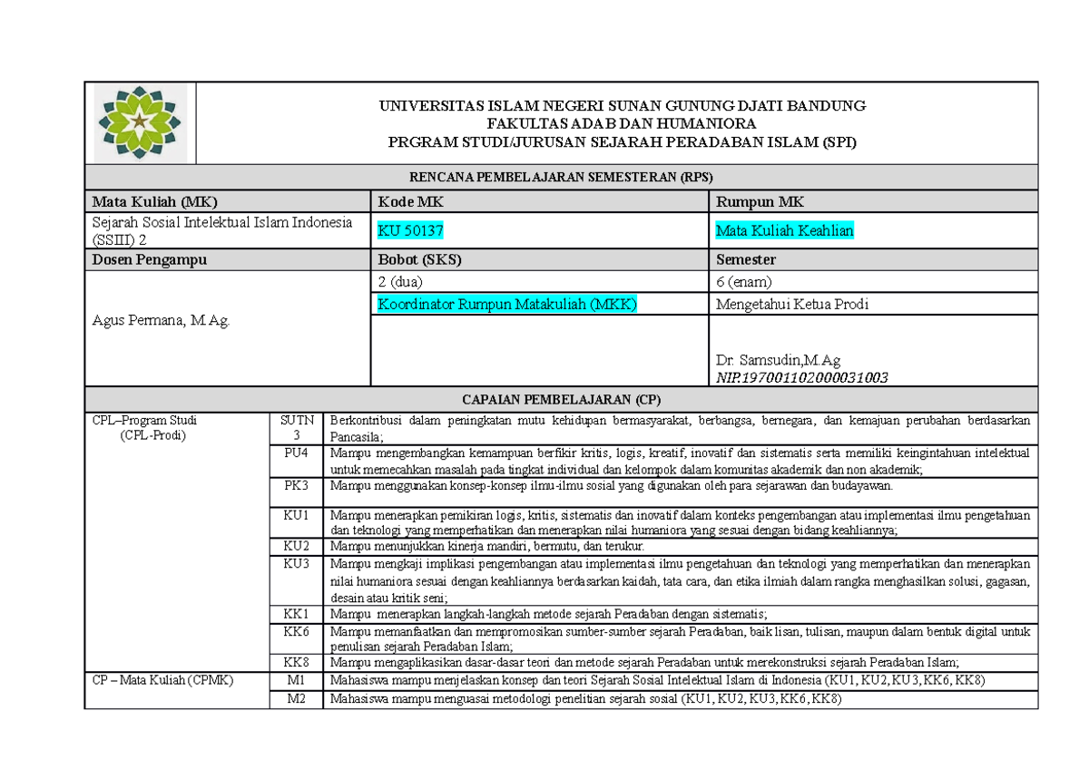 RPS Ssiii 2 - Dokumen ini adalah daftat Rencana Pembelajaran Semester ...
