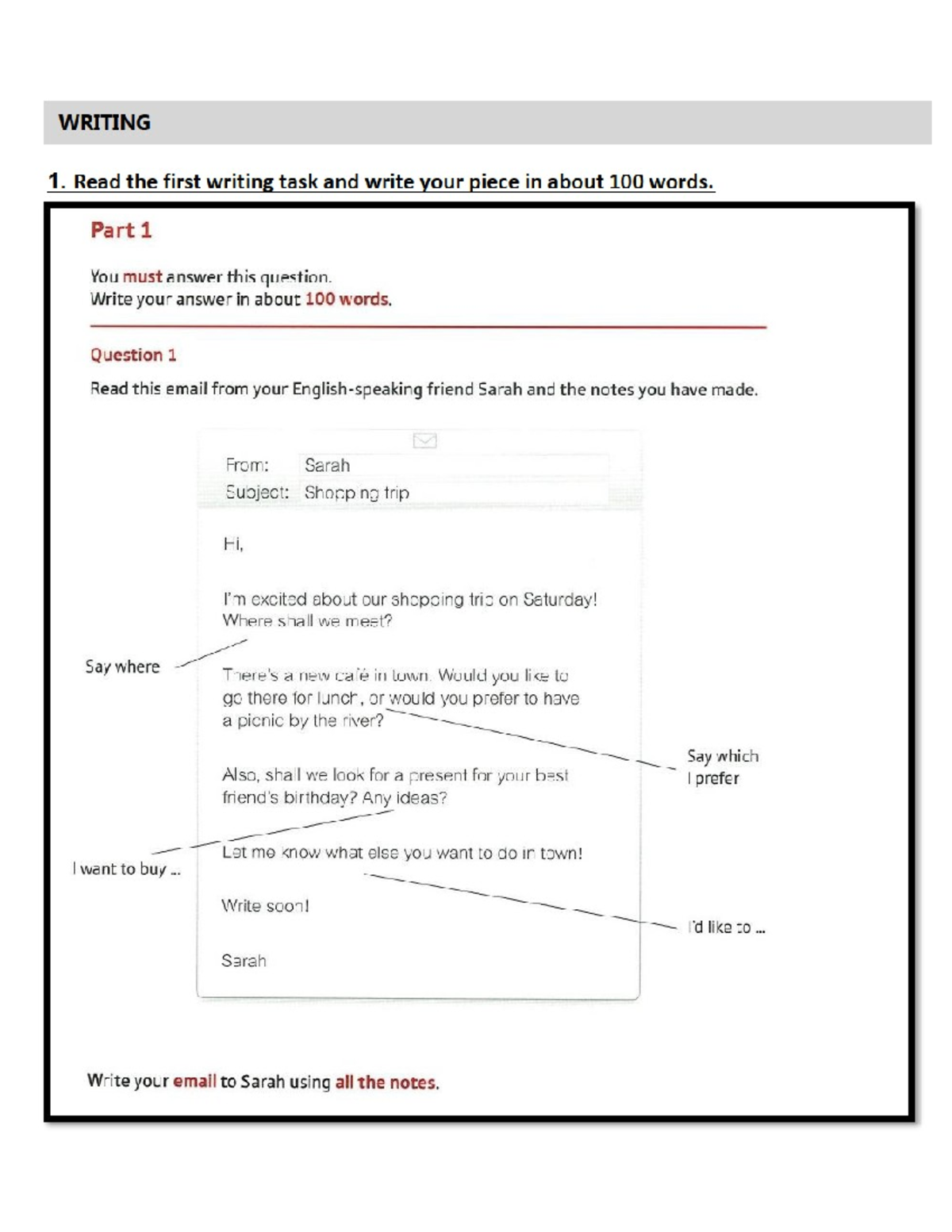 Informal Email - Task ...