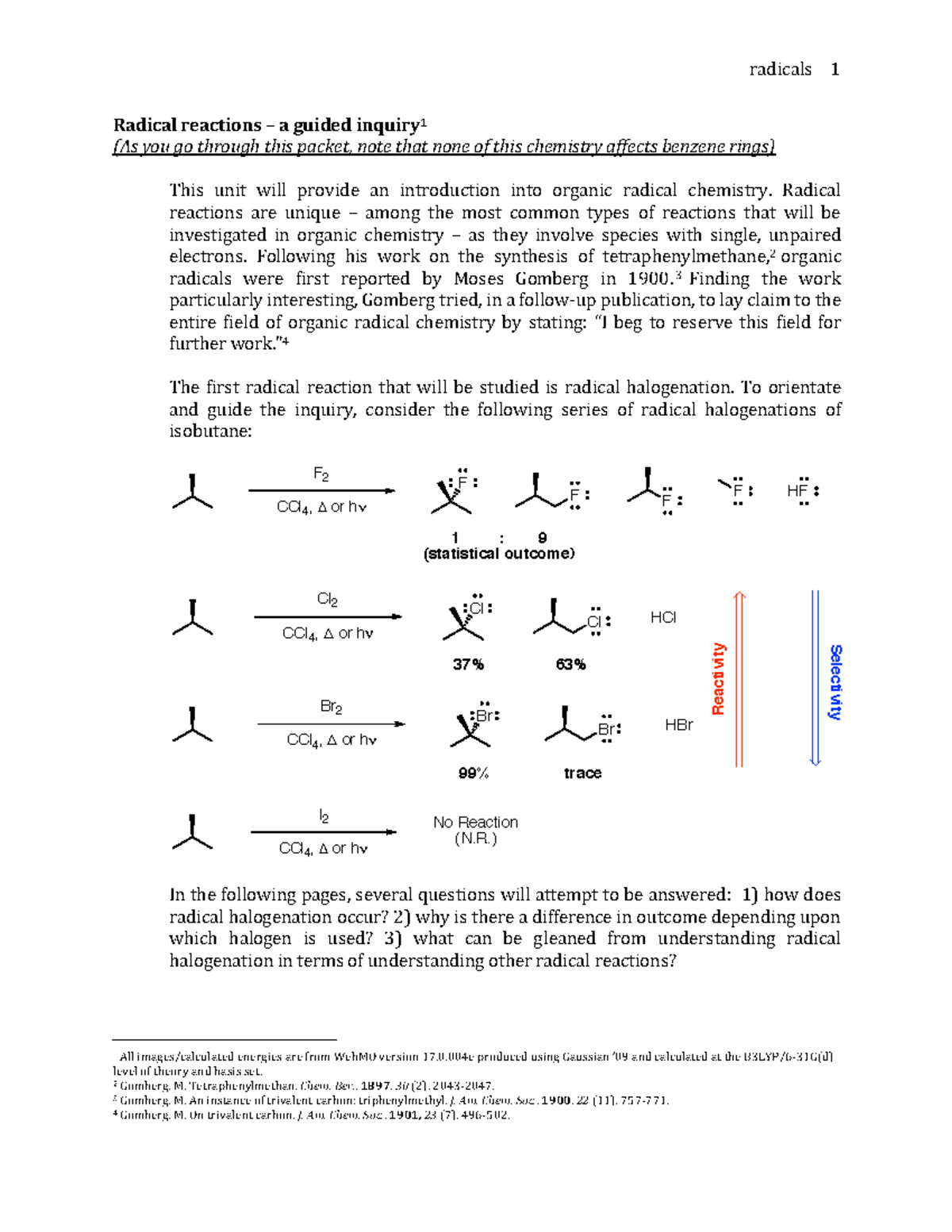 Reactions of Radicals KEY - radicals 1 Radical reactions – a guided ...