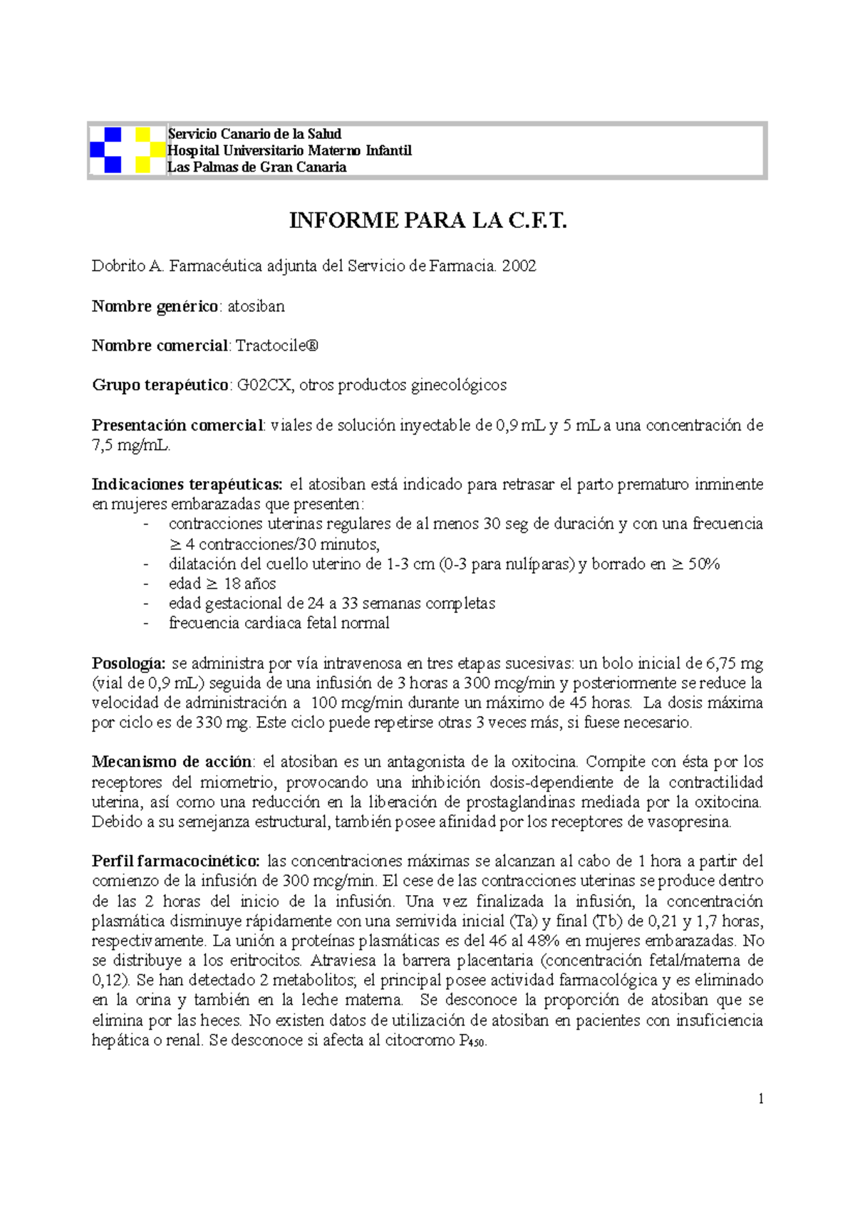 Atosiban 2 - medicamento obstétrico - Servicio Canario de la Salud ...
