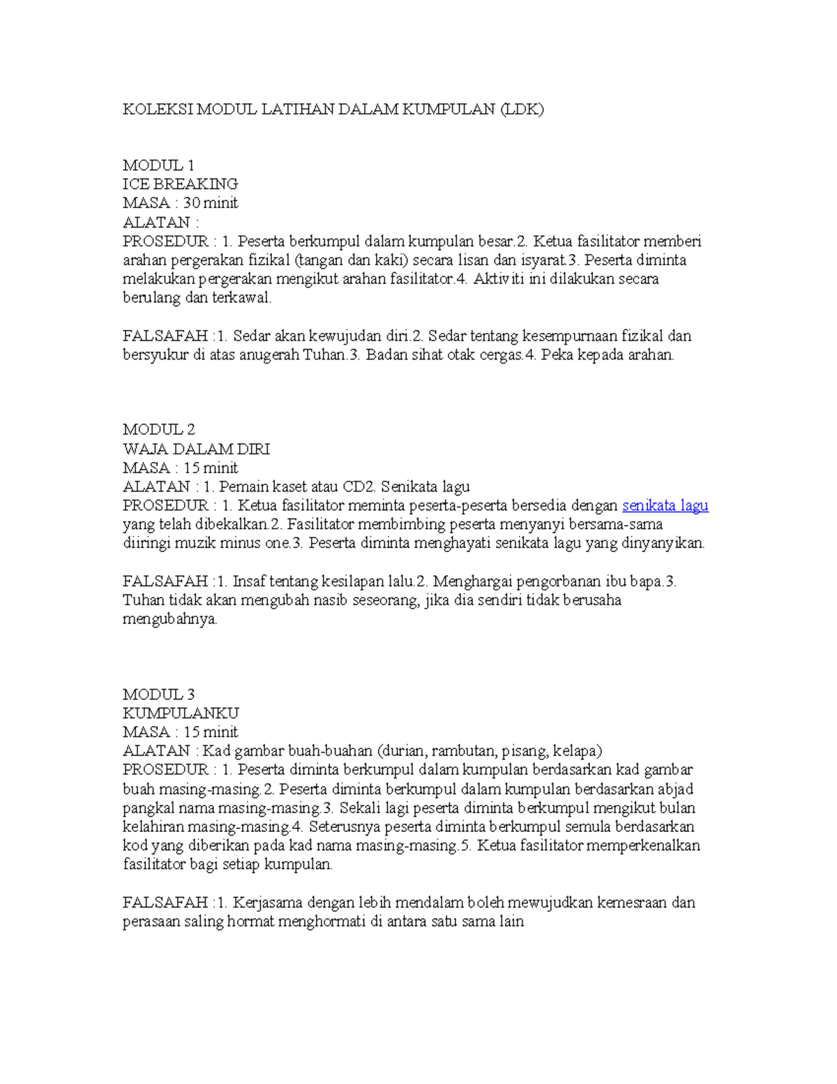 51527534 Modul LDK fasilitator - KOLEKSI MODUL LATIHAN DALAM KUMPULAN ...