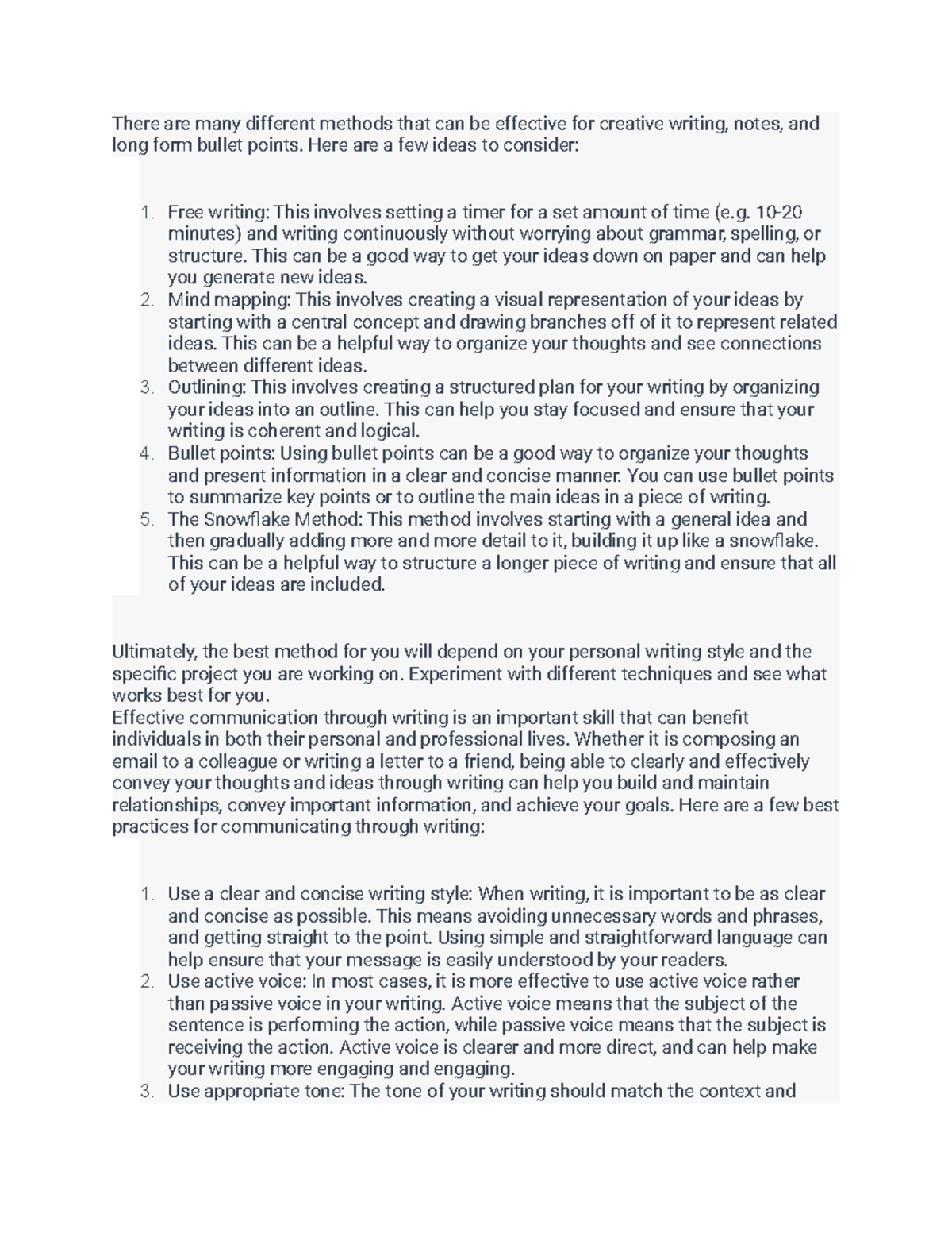 In class notes Creative writing class - There are many different ...