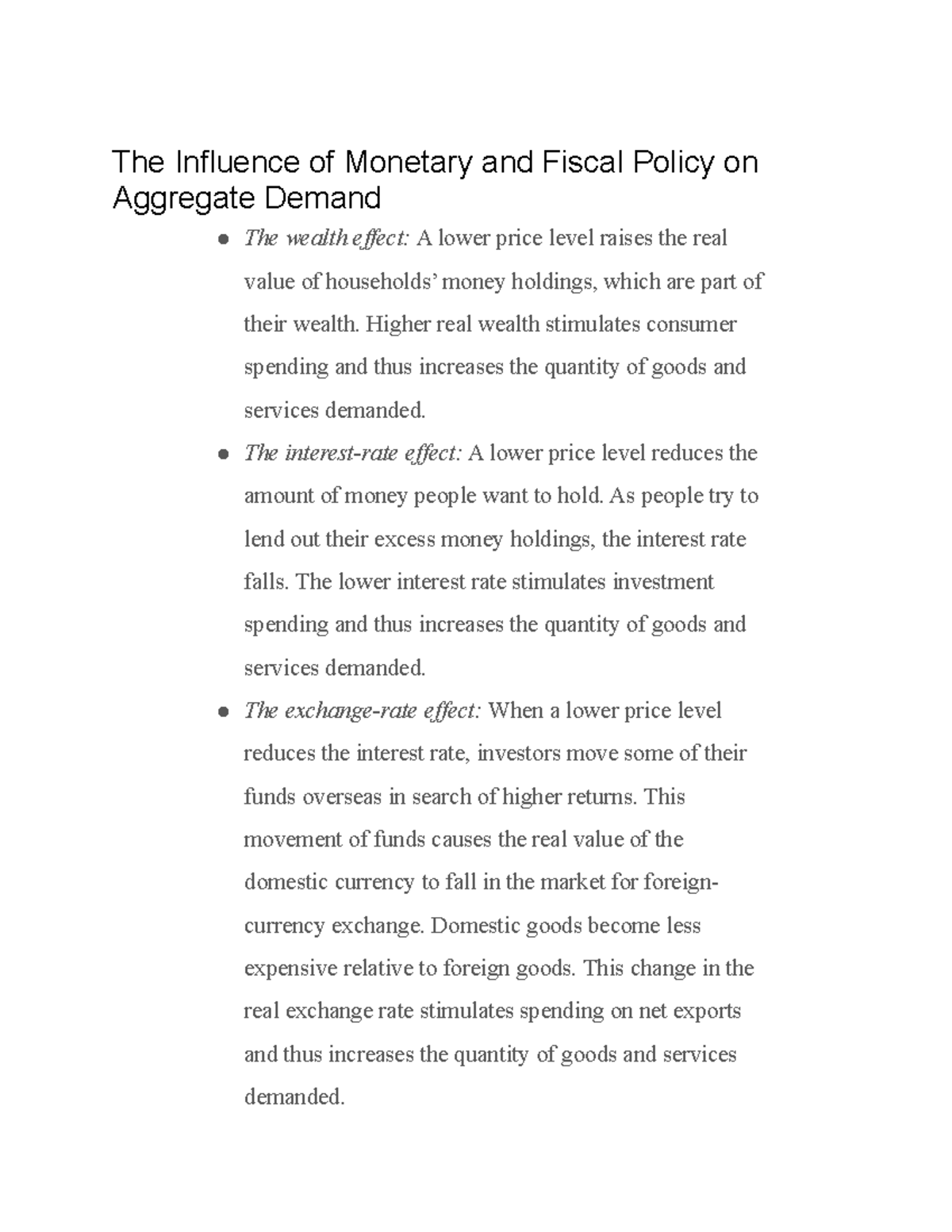 Chapter 21 - The Influence of Monetary and Fiscal Policy on Aggregate ...