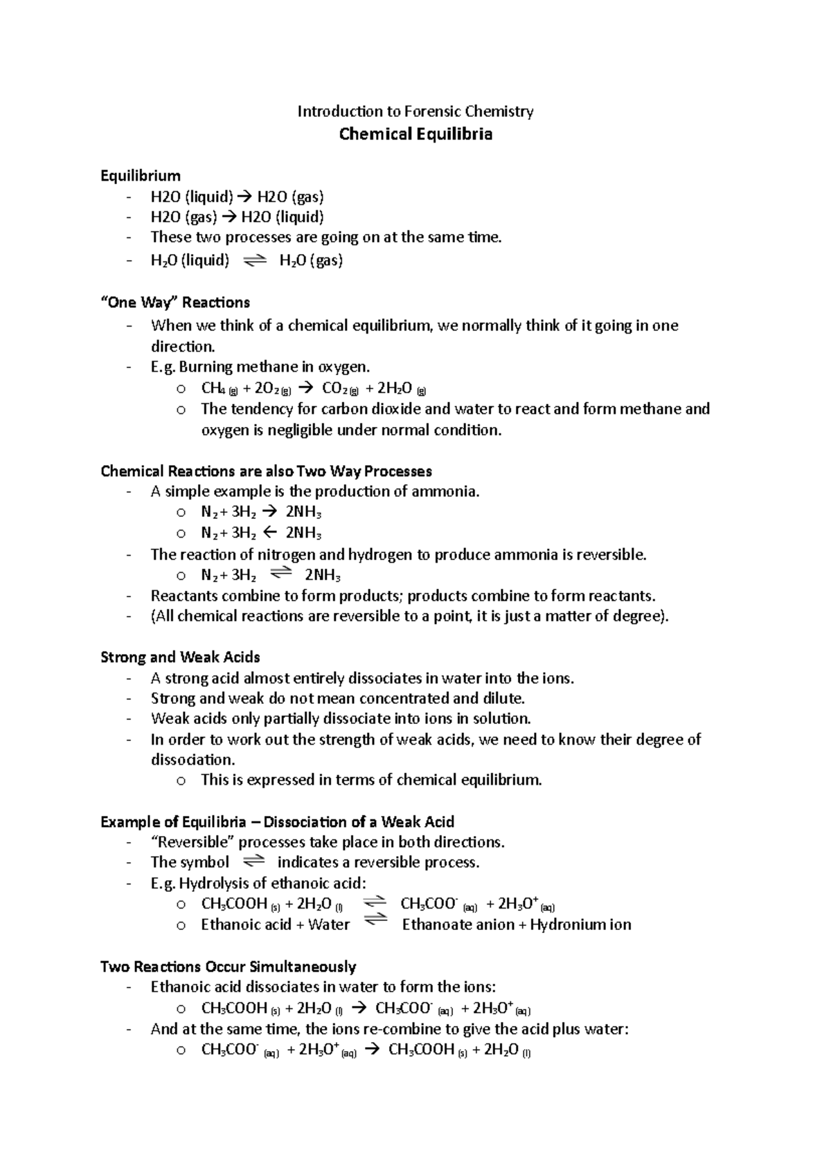 Chemical Equilibria - Lecture notes 3 - Introduction to Forensic ...