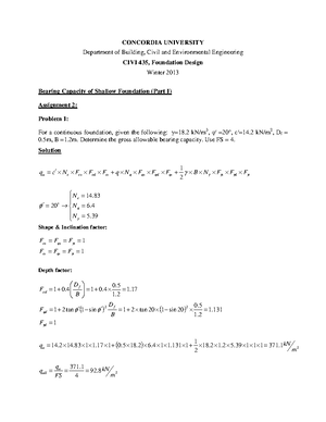 2 - Formula Sheet for foundation design - NCC: Coulomb Rankine if = 0o ...