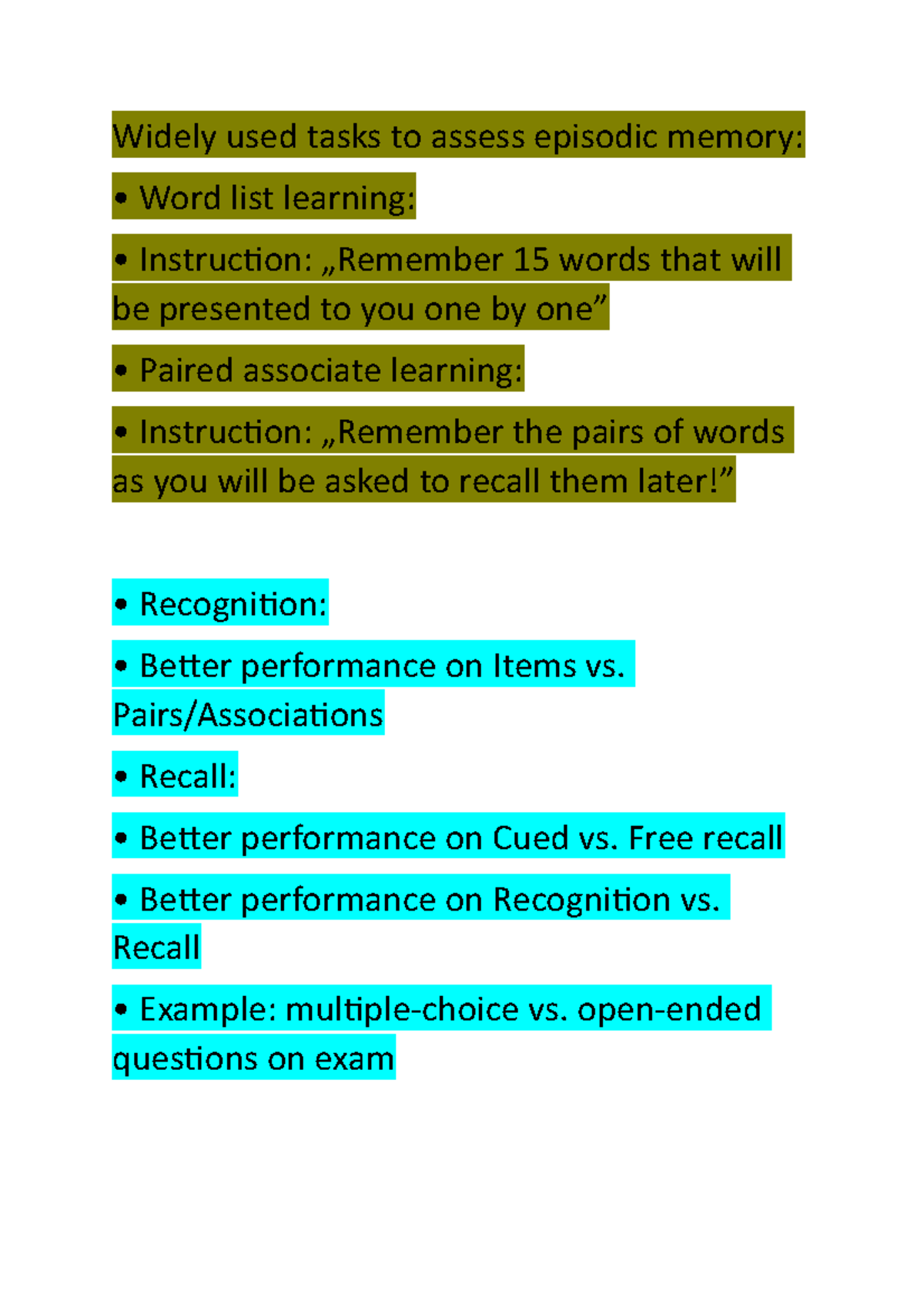 Memory and forgetting part 4 - Widely used tasks to assess episodic ...