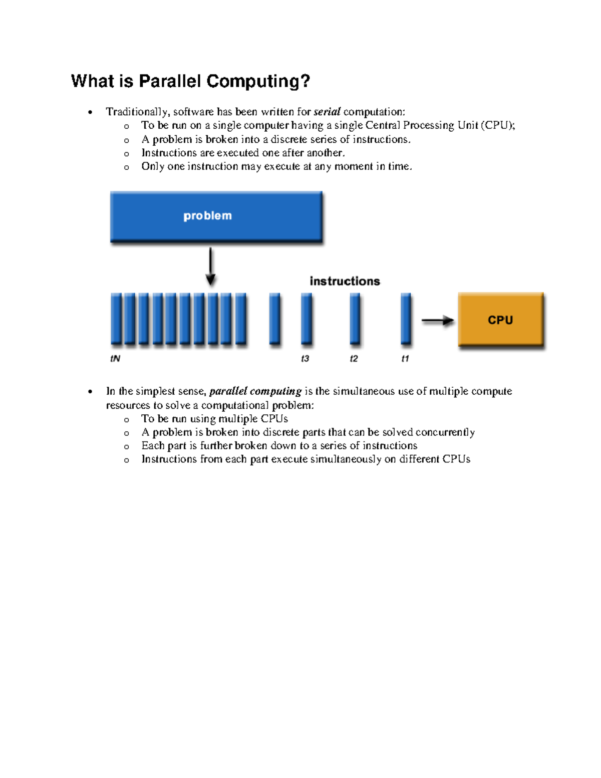 What Is Parallel Computing O Instructions Are Executed One After Another O Only One