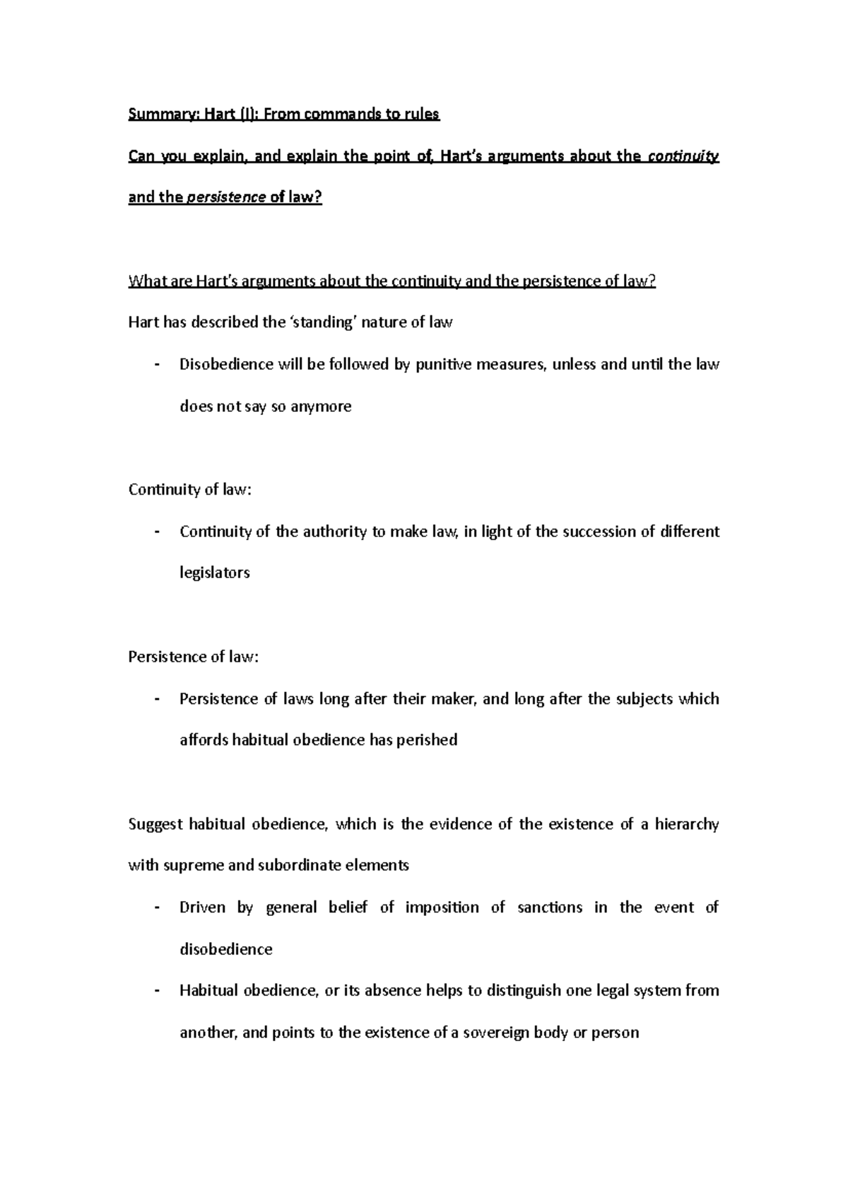 2 From commands to rules - Summary: Hart (I): From commands to rules ...