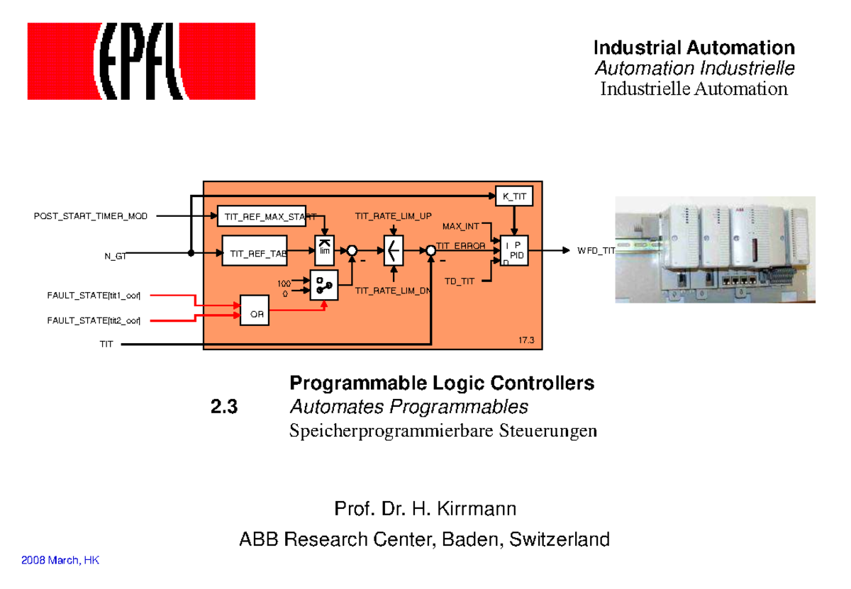 Plc notes - Programmable Logic Controllers 2 Automates Programmables ...