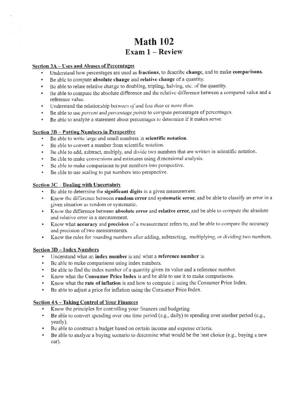 Study Guide - Exam 2 - MATH 102 - Studocu
