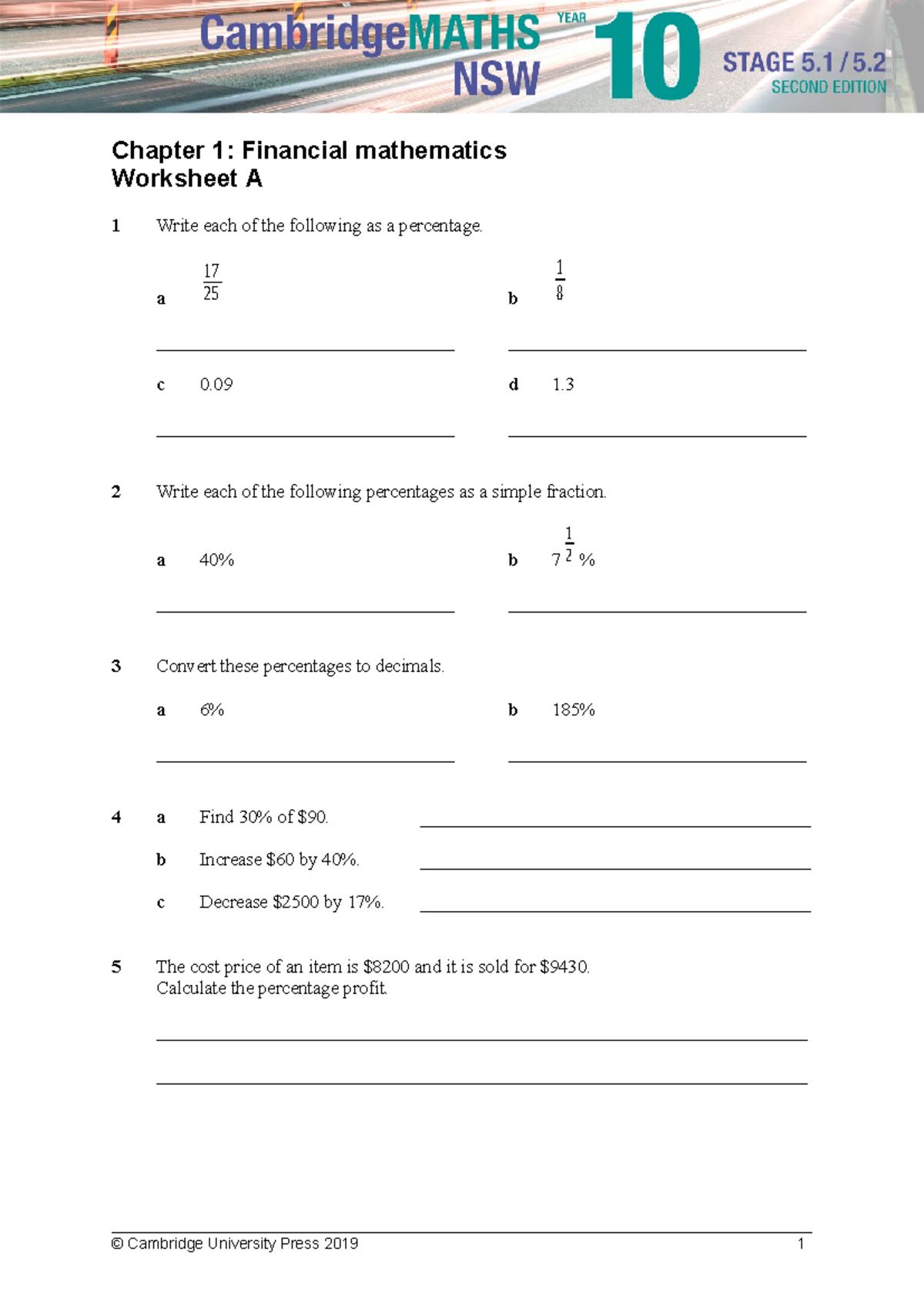 9ADV - Earning money worksheet A - Chapter 1: Financial mathematics ...