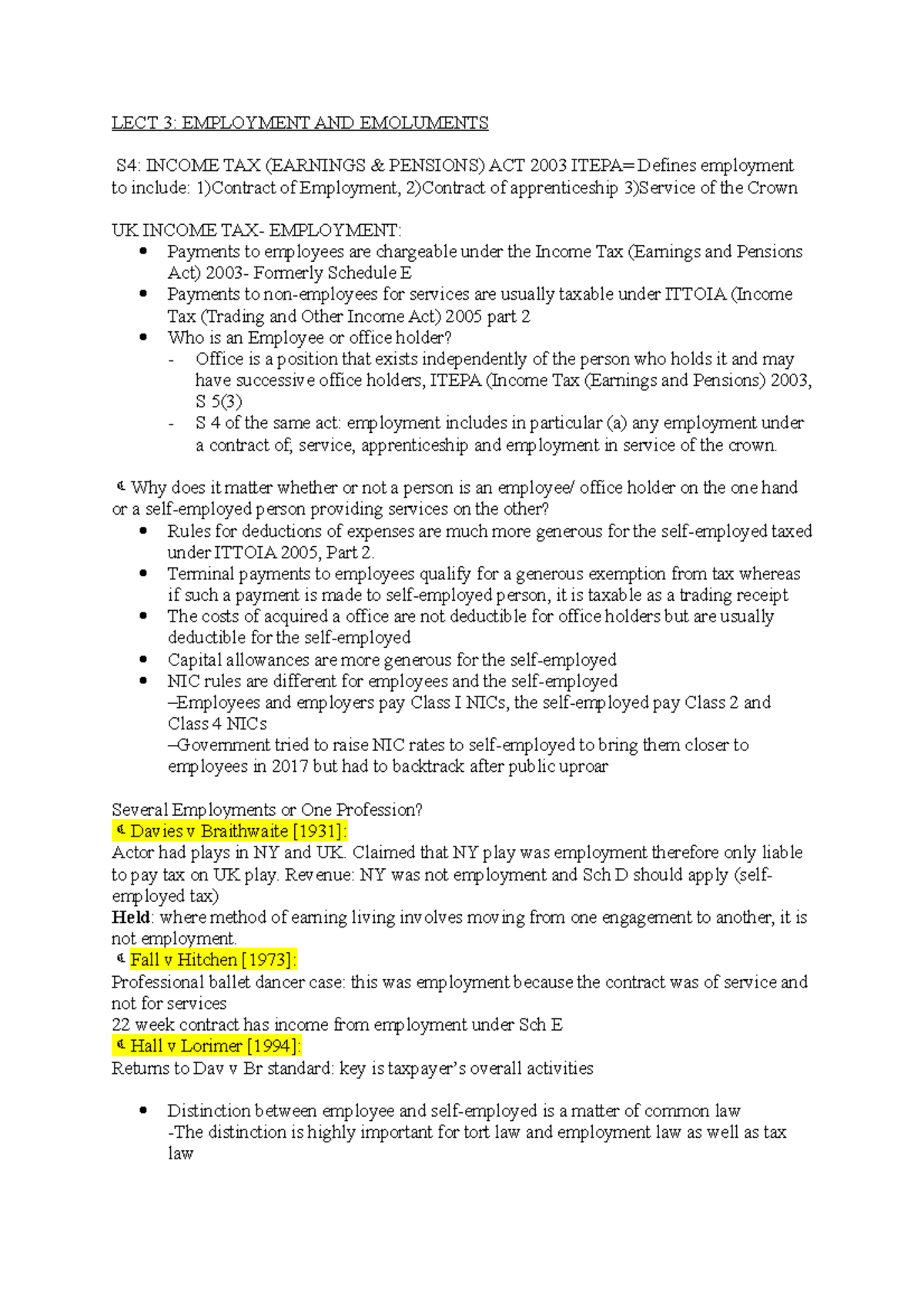 Employment and Emoluments - LECT 3: EMPLOYMENT AND EMOLUMENTS S4 ...