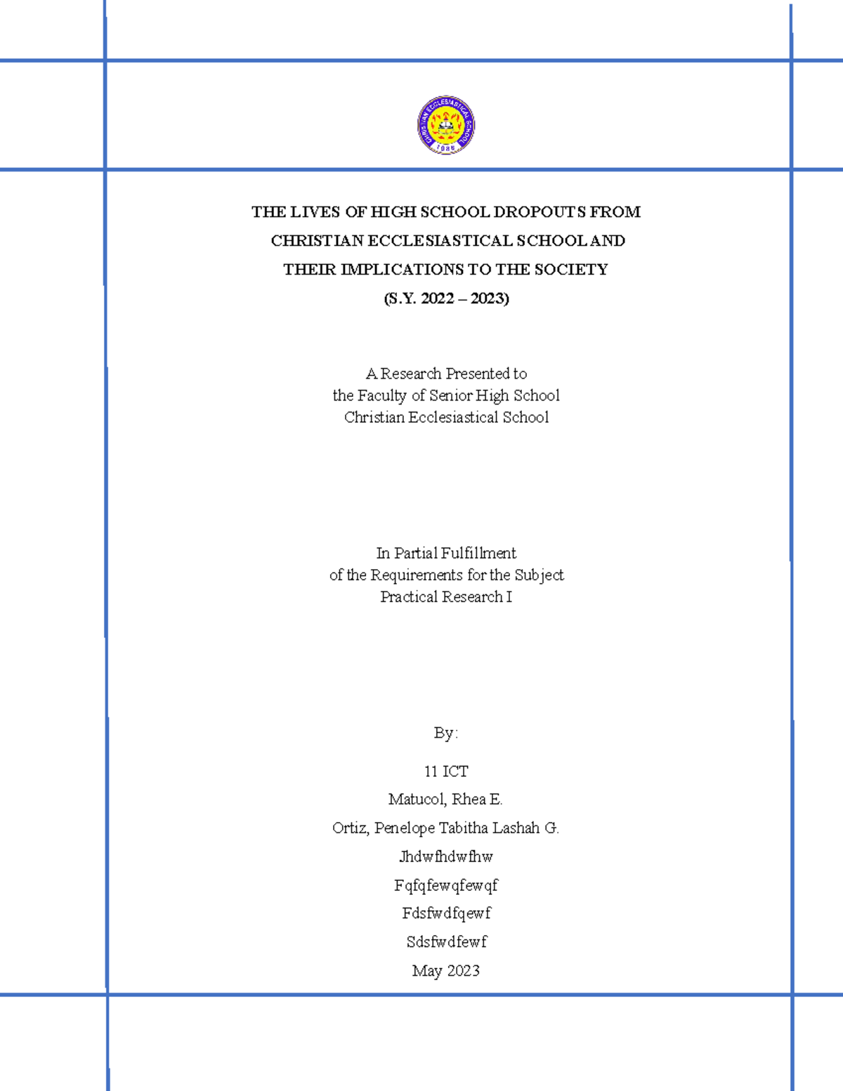 Research Format with line margin chapter 3 1 - THE LIVES OF HIGH SCHOOL ...