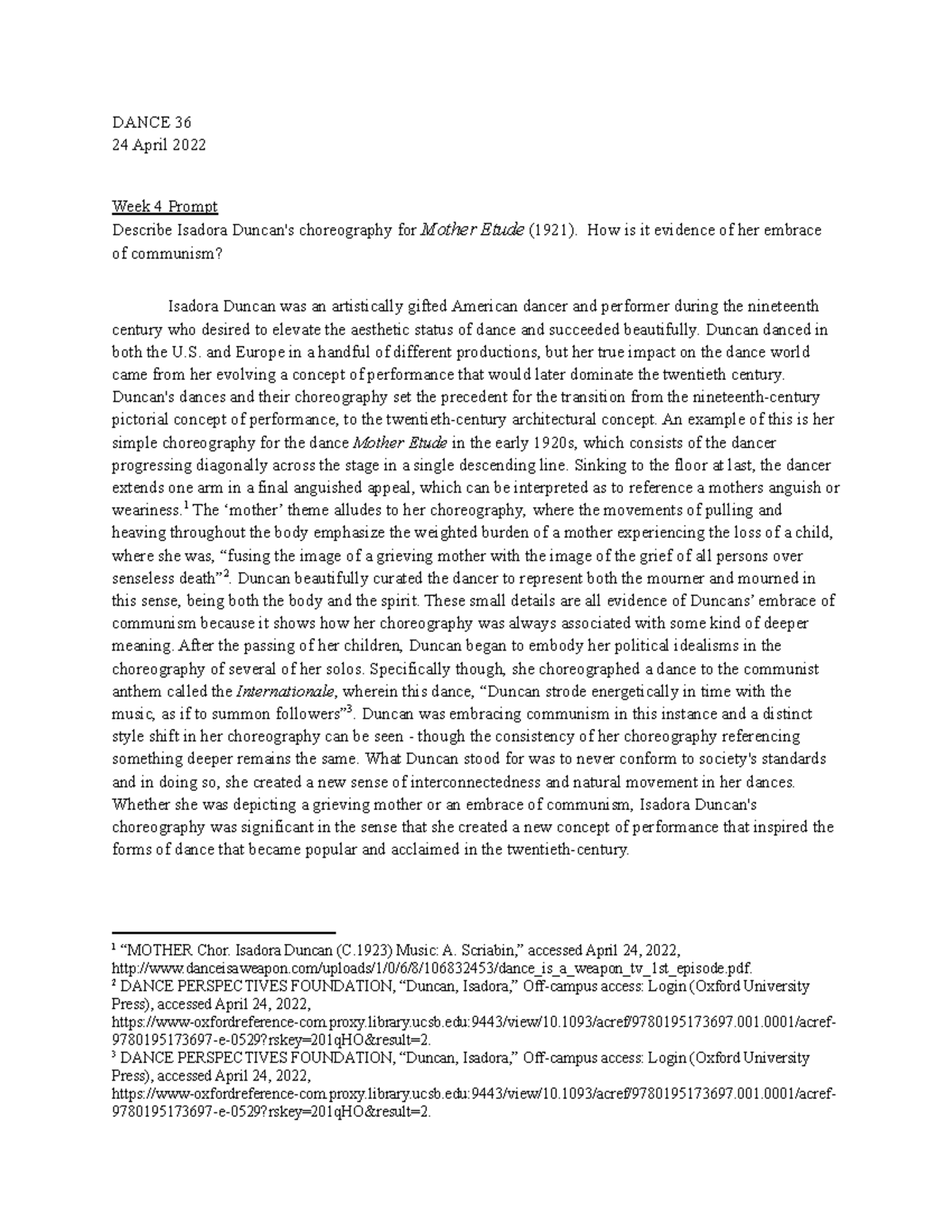 Dance 36 Week 4 - Example of analysis for assignment 4 - DANCE 36 24 ...