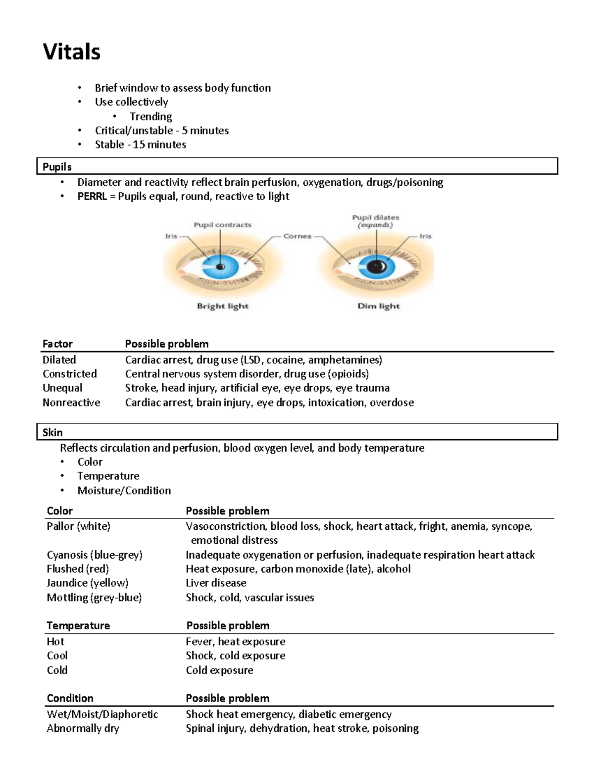10 Vitals - Explanation of vital signs - EMB 105 - DCC - Studocu