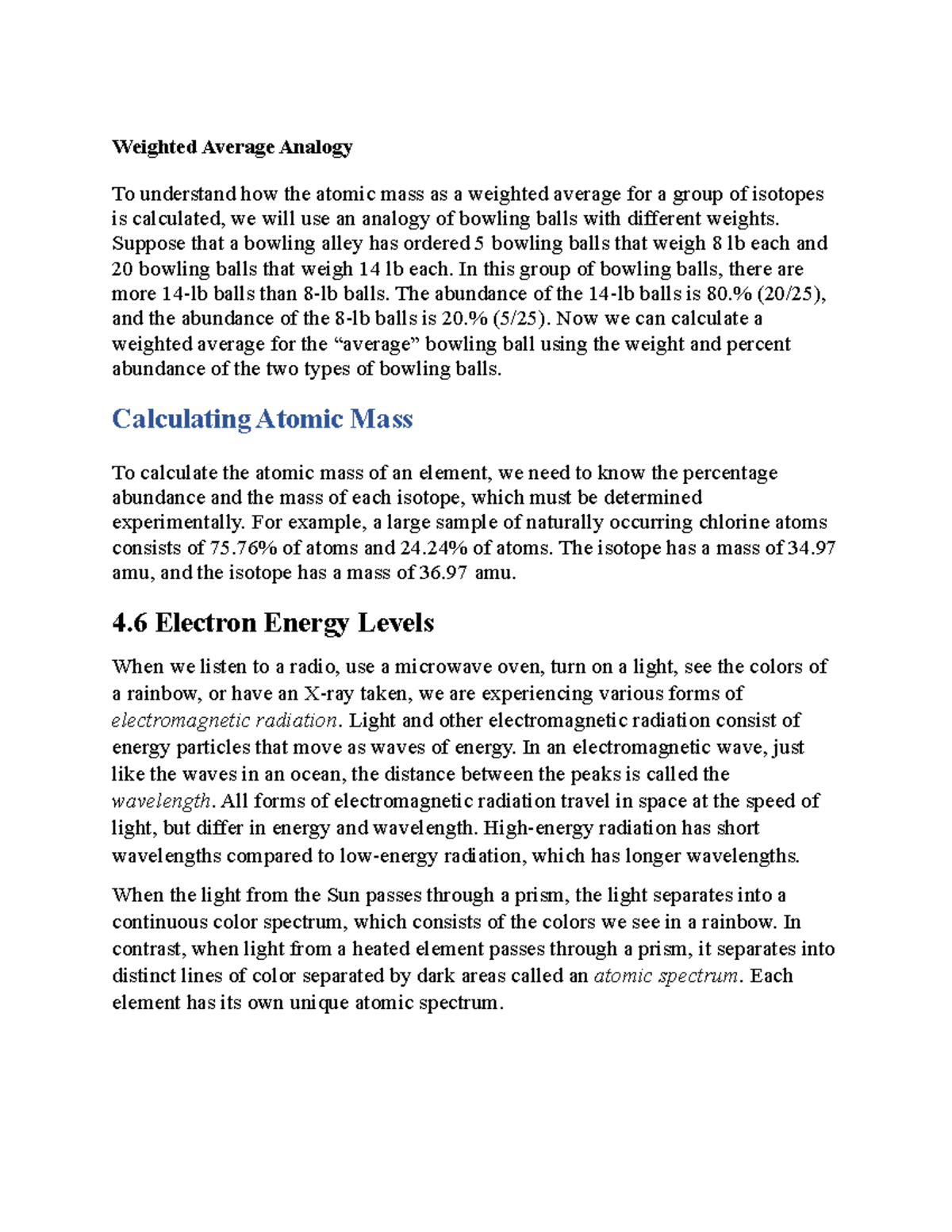 Chemistry ch4 notes - Weighted Average Analogy To understand how the ...