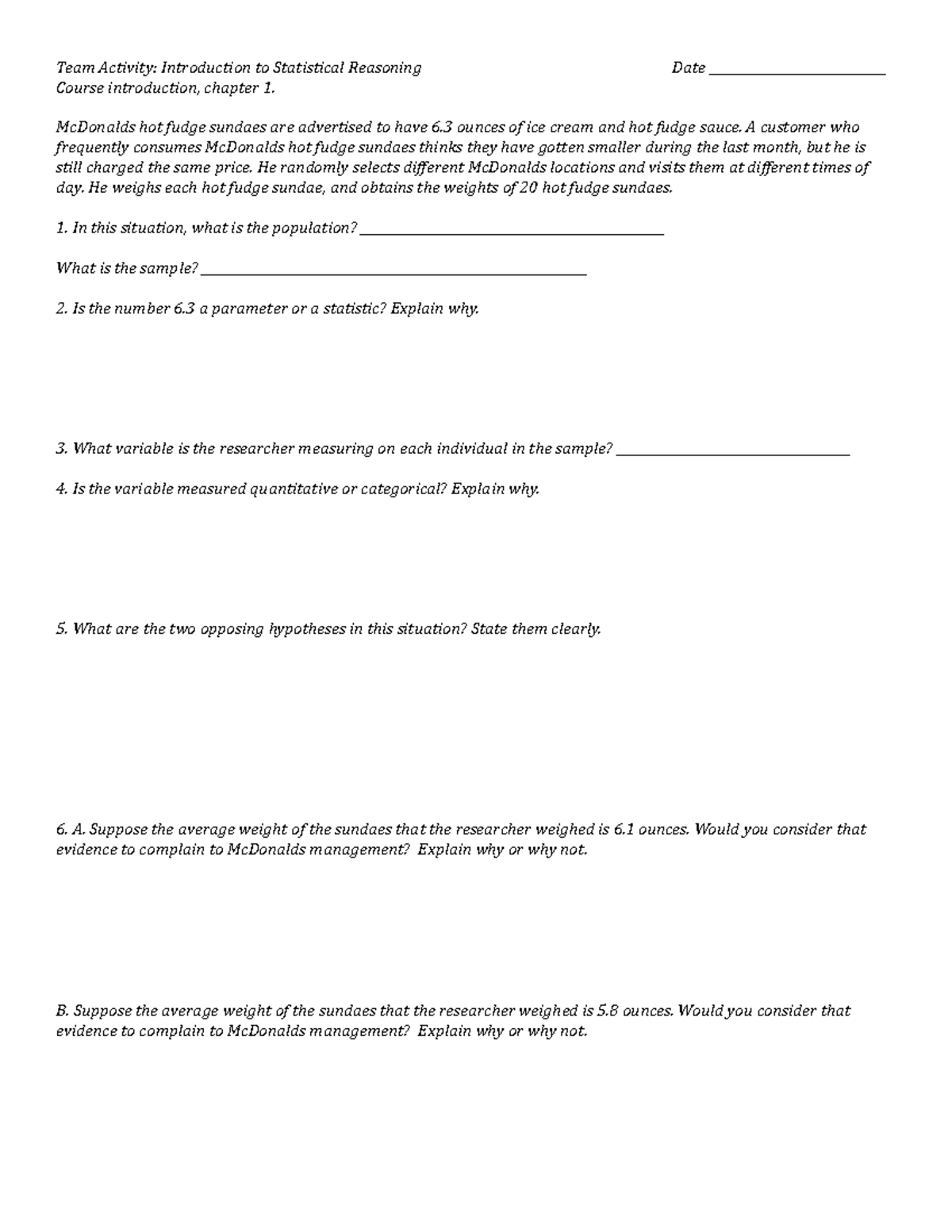 Introduction to Statistical reasoning - TA #1 - Team Activity ...