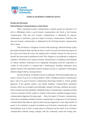 Business Ethics: Study of Proper Company Practices and Policies - Studocu