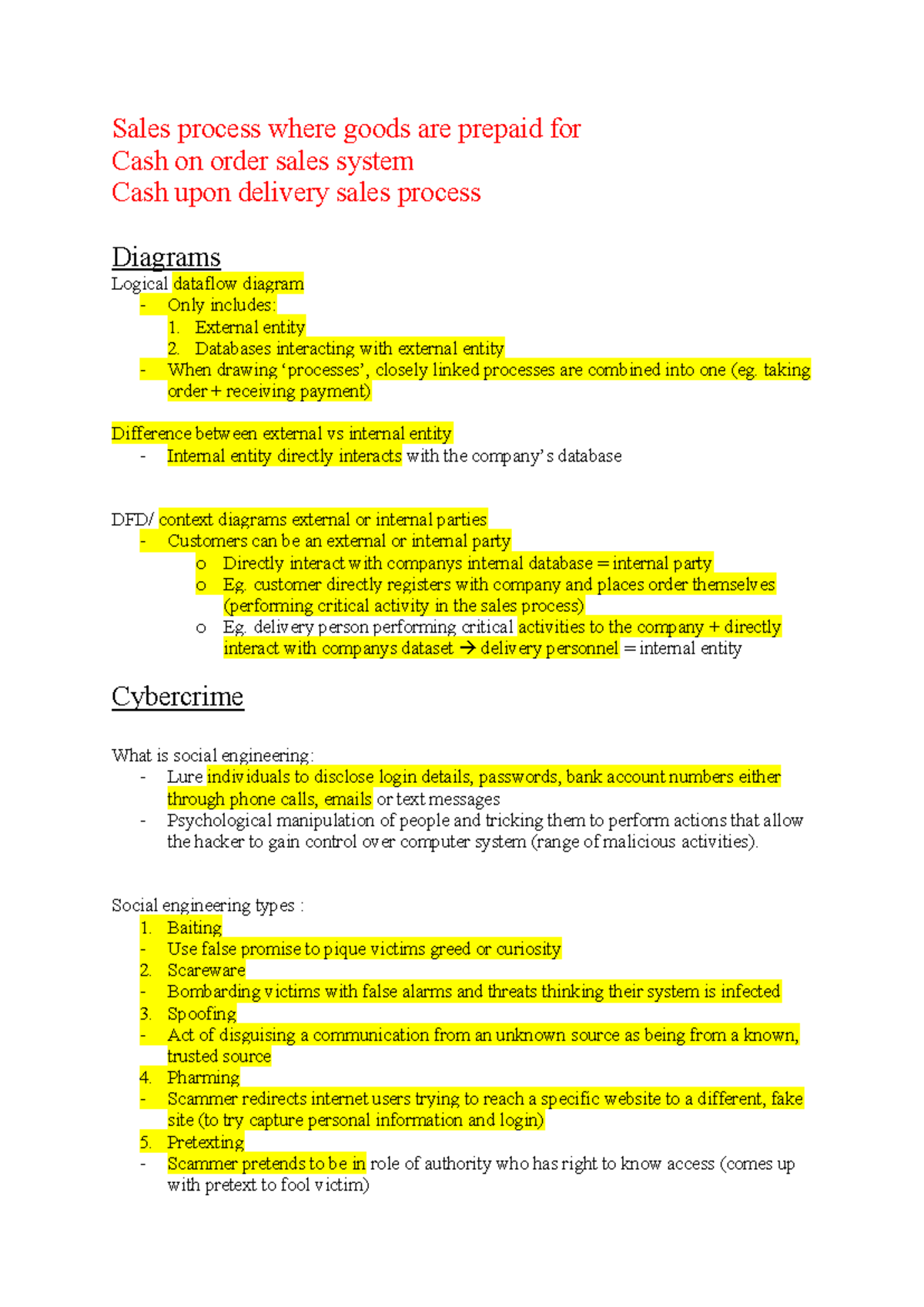 Acctg 222 infosys notes - Sales process where goods are prepaid for ...