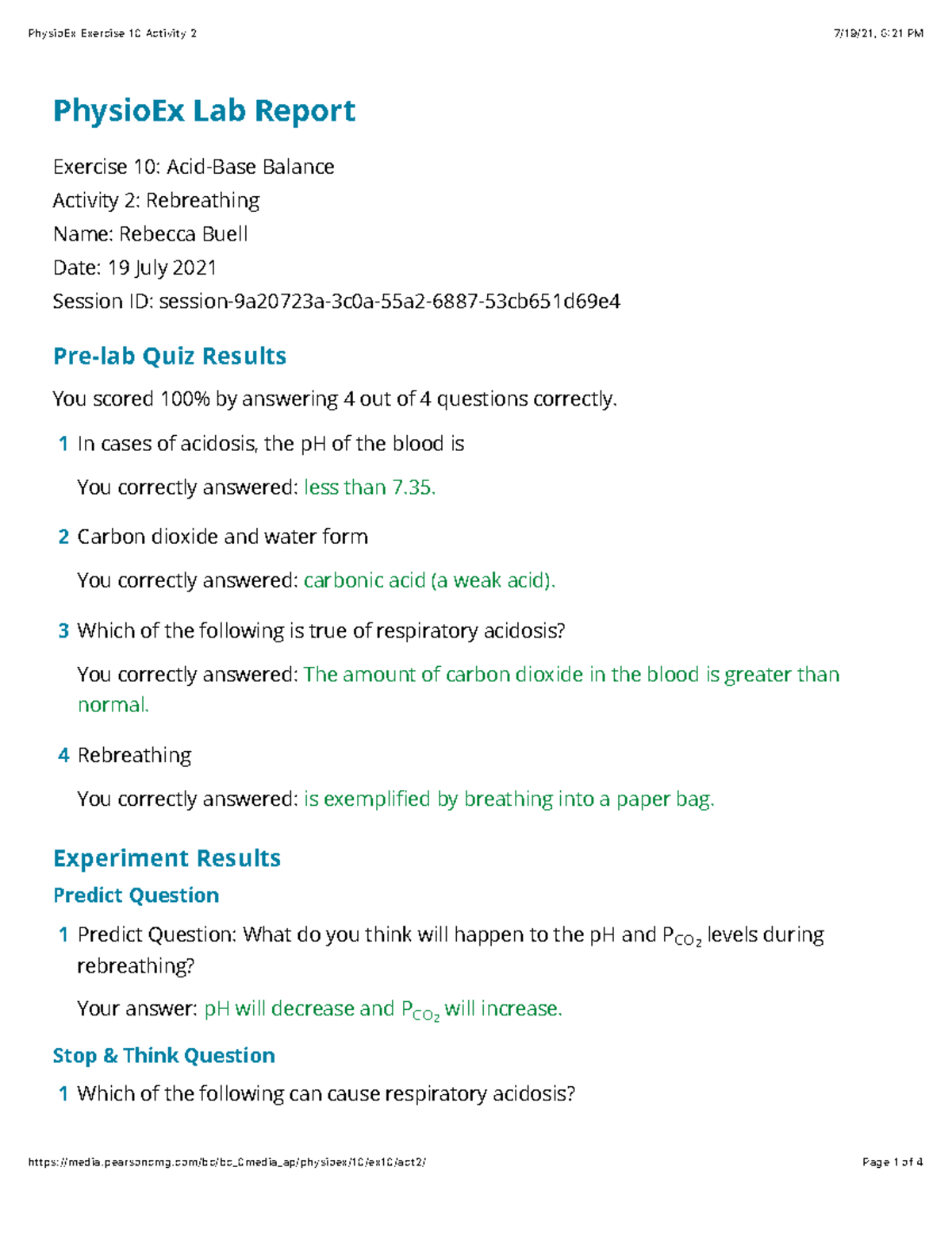 Physio Ex Exercise 10 Activity 2 - PhysioEx Lab Report Exercise 10 ...
