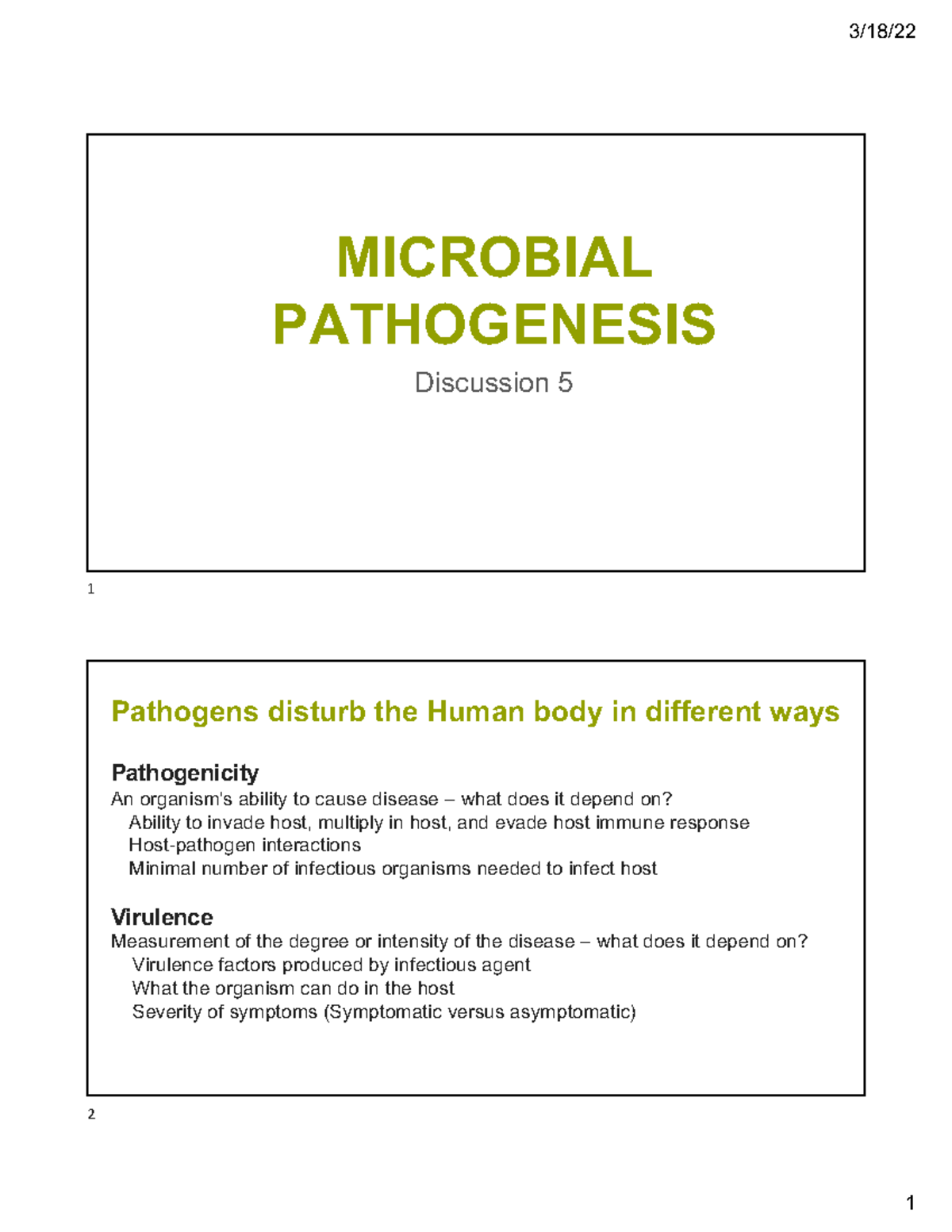 Microbial Pathogenesis -2 slides per page - MICROBIAL PATHOGENESIS ...