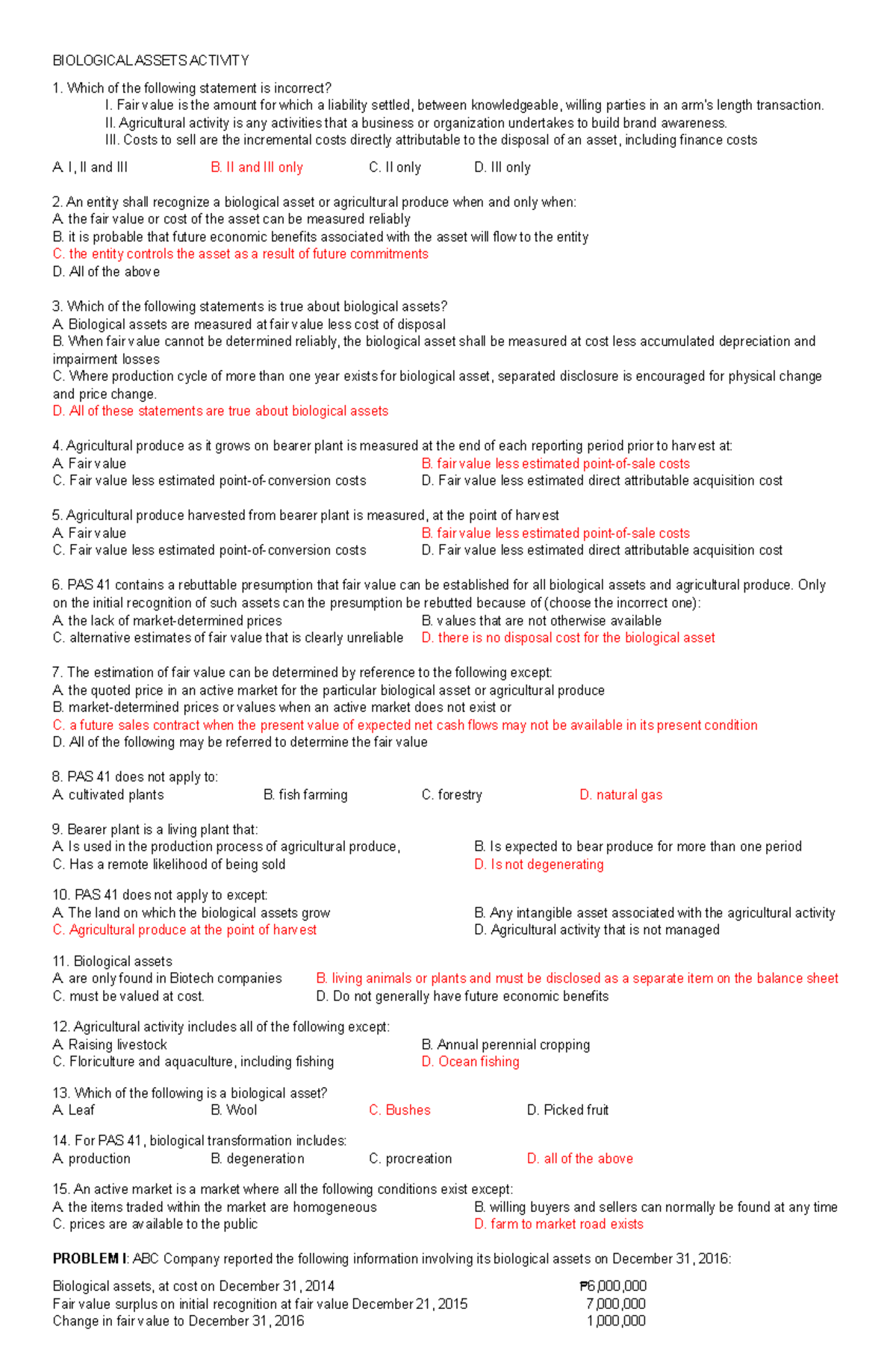 Sample/practice exam 2020, questions and answers - BIOLOGICAL ASSETS ...