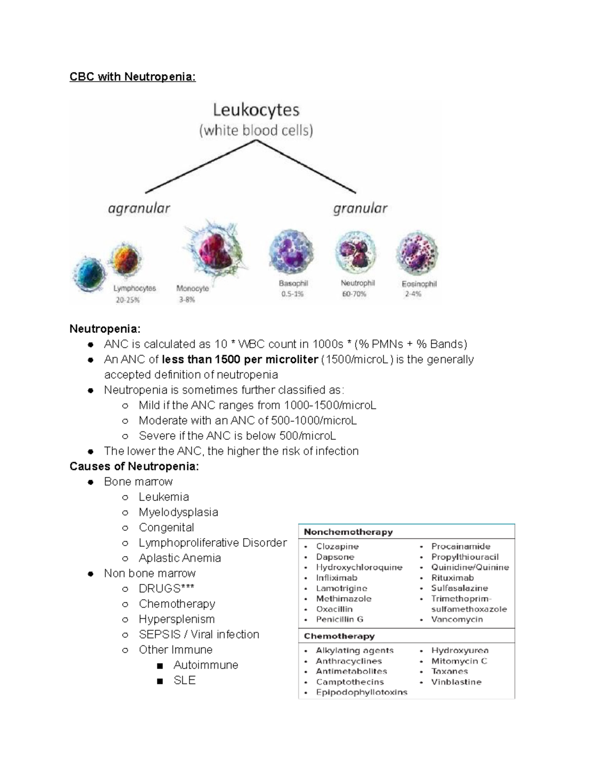 CBC with Neutropenia - CBC with Neutropenia: Neutropenia: ANC is ...