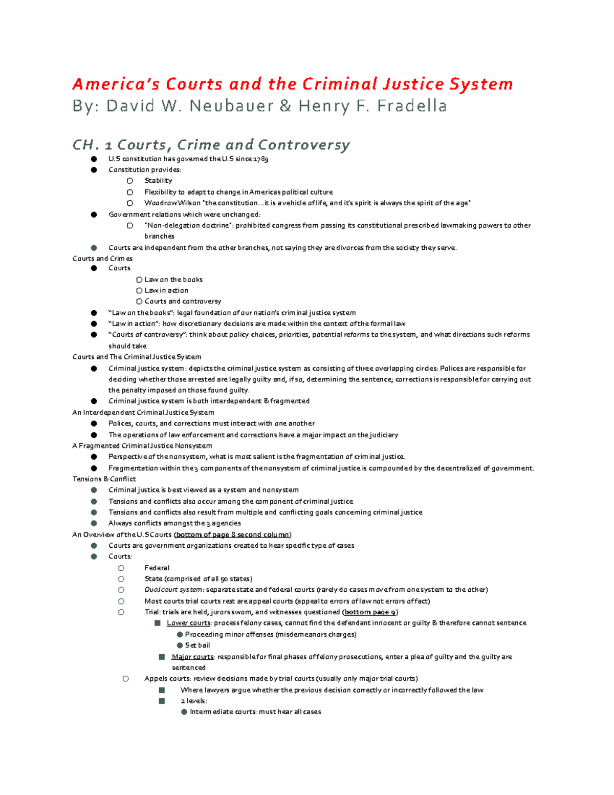 CJL Reading- Class Notes - America’s Courts and the Criminal Justice ...