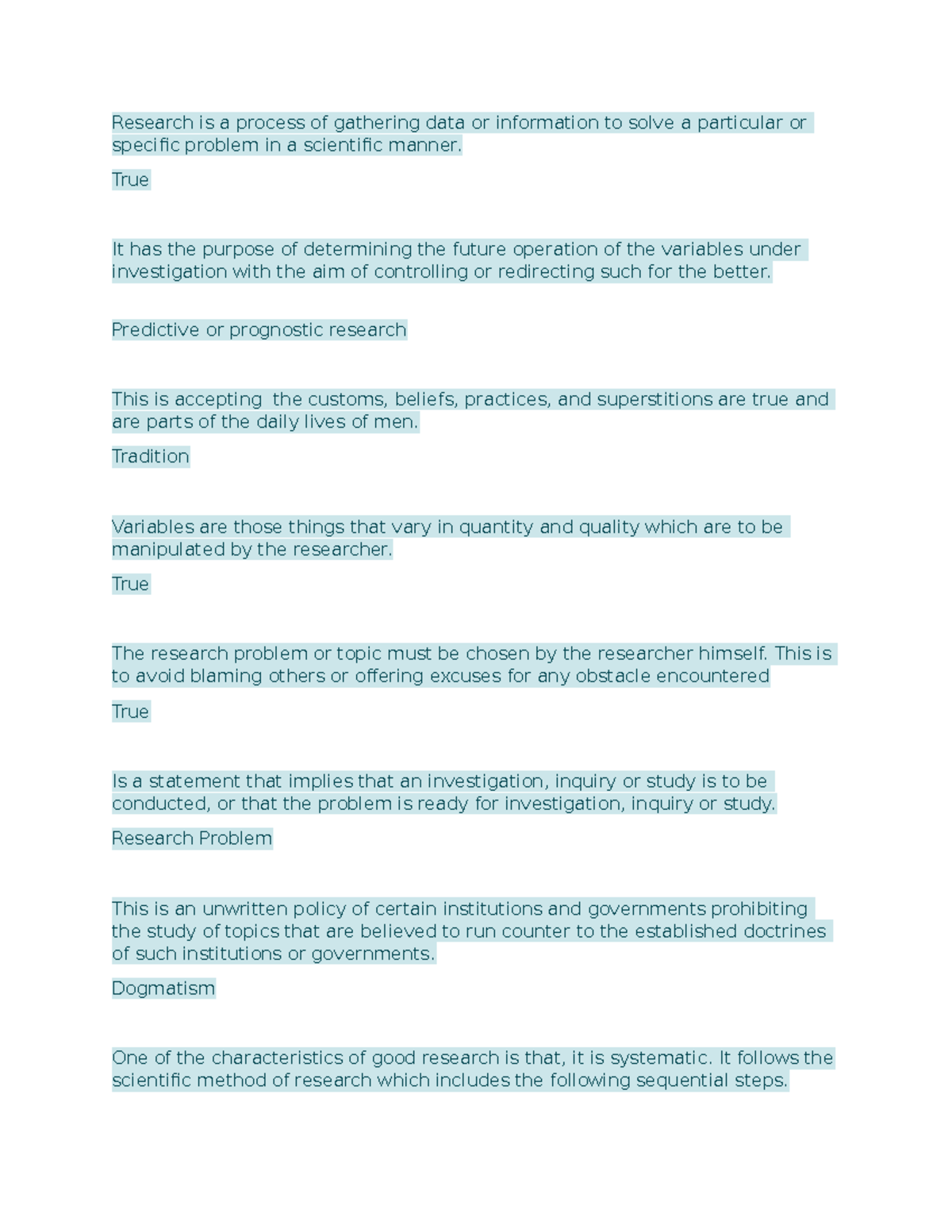 Accounting Research Prelims to Finals quizzes only - Research is a ...