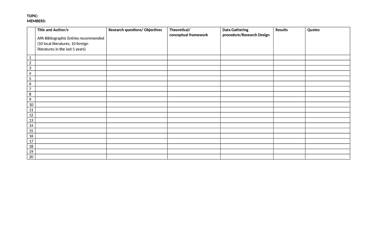 RRL Matrix - Communication Arts - TOPIC: MEMBERS: Title and Author/s ...
