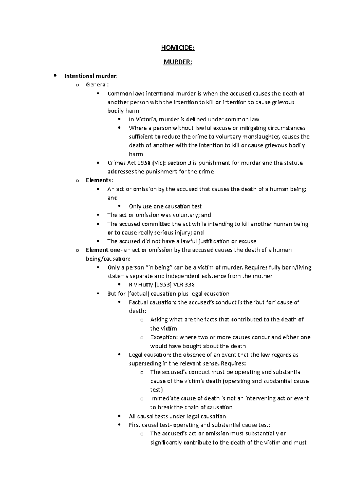Homicide and sexual offences - HOMICIDE: MURDER: Intentional murder: o ...