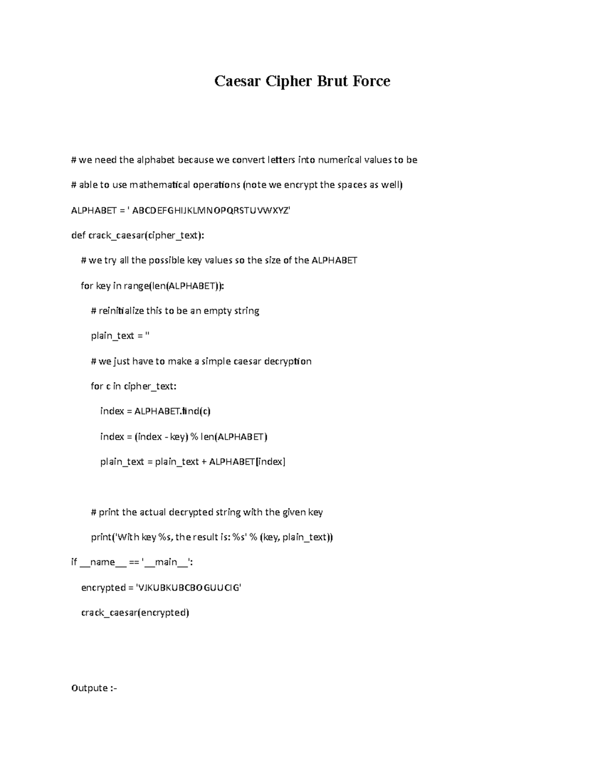 Caesar Cipher Brut Force - Studocu