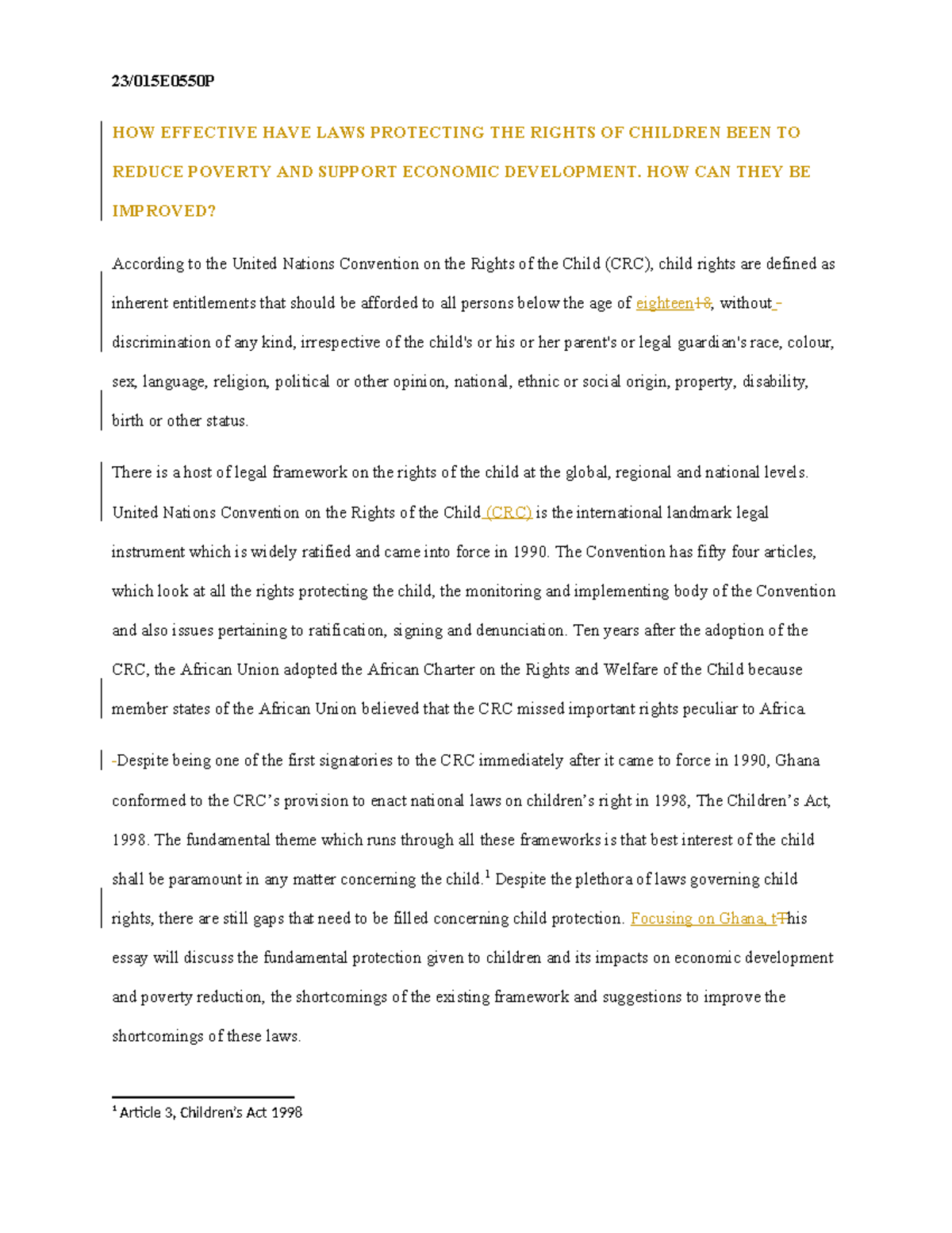 Final Child Rights WORK - 23/015E0550P HOW EFFECTIVE HAVE LAWS ...