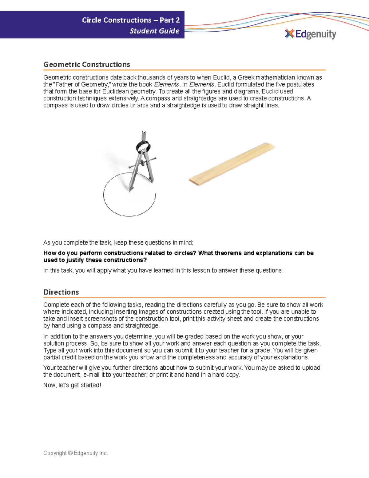 Circle Constructions - Student Guide - Part 2 - Geometric Constructions ...