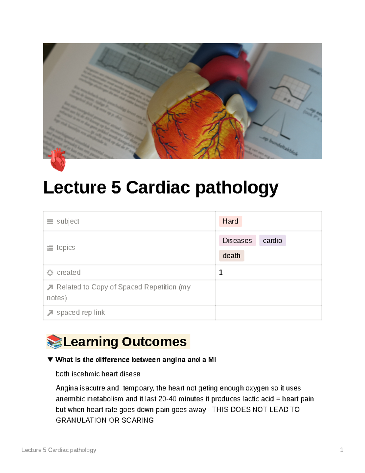 Lecture 5 Cardiac pathology - h Lecture 5 Cardiac pathology subject ...