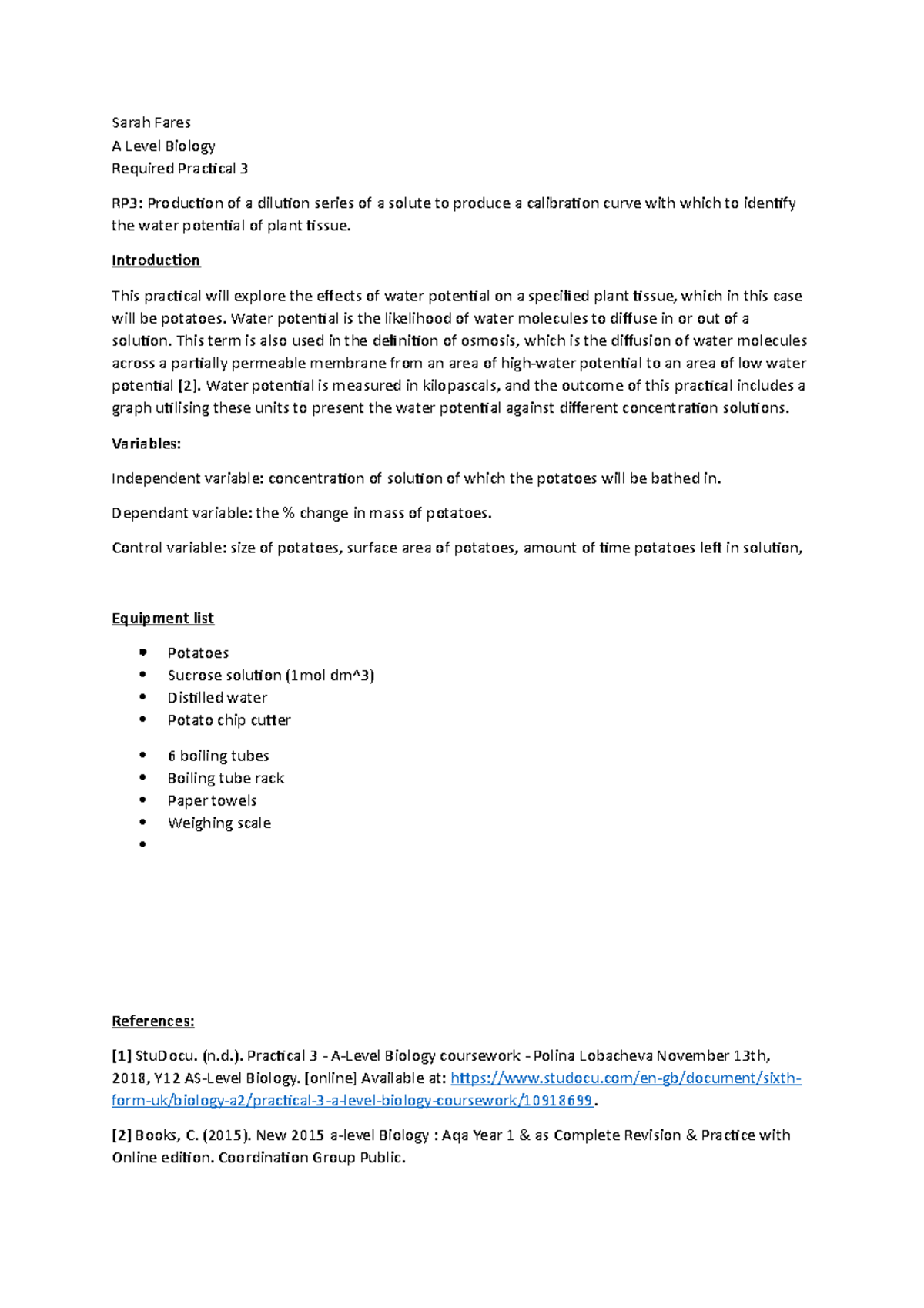 RP3 biology - Sarah Fares A Level Biology Required Practical 3 RP3 ...