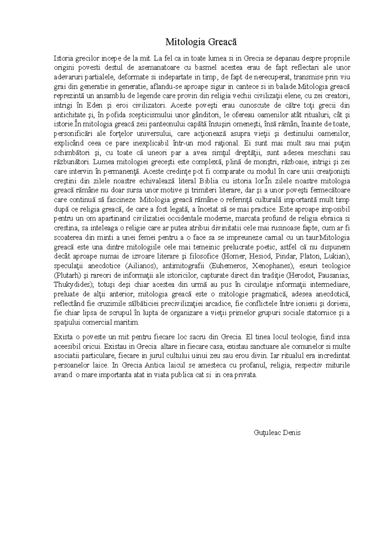 Mitologia Greacă - prac - Mitologia Greacă Istoria grecilor incepe de ...