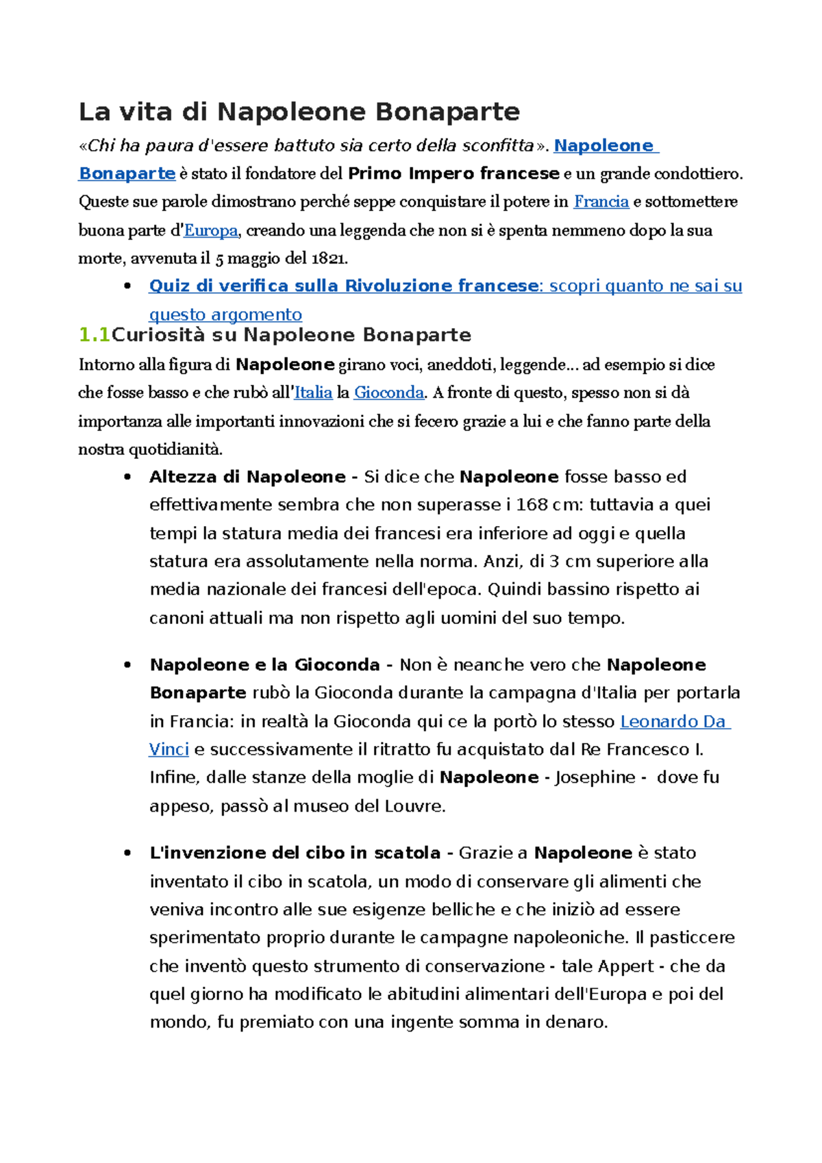 La vita di Napoleone Bonaparte - Napoleone Bonaparte è stato il ...