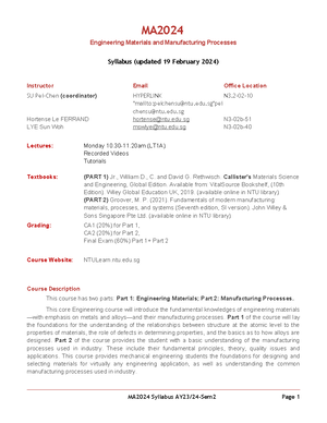 Tutorial Questions for Part 1 - Tutorial questions for PART I: Engineering Materials Tutorial ...