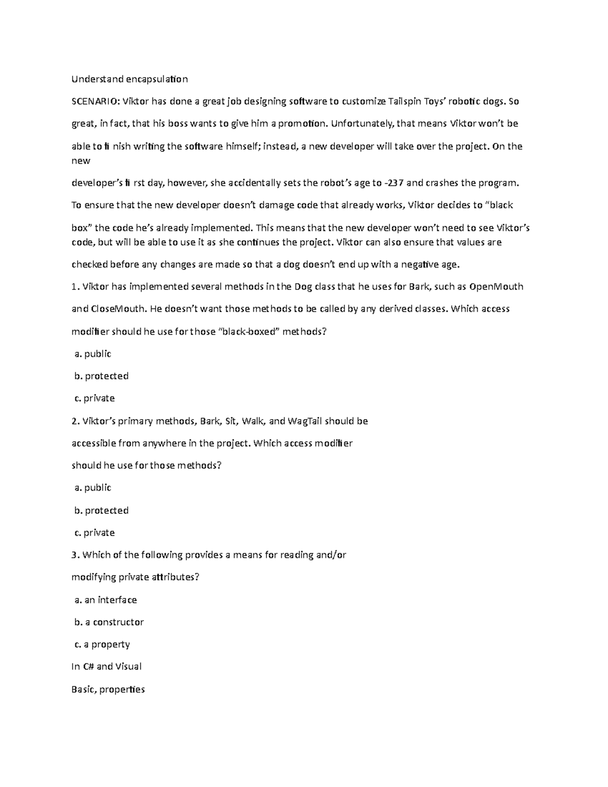 Understand encapsulation - Understand encapsulation SCENARIO: Viktor ...