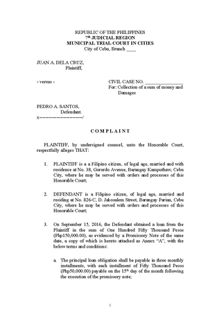 PRE Trial Brief Defendant - Republic of the Philippines MUNICIPAL TRIAL ...