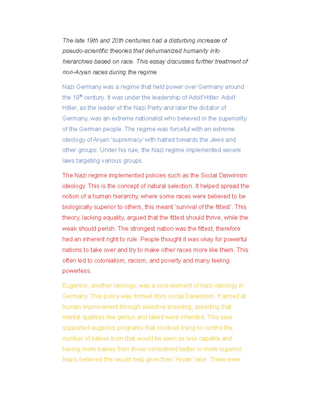 History Essay on Nazi Germany - The late 19th and 20th centuries had a ...