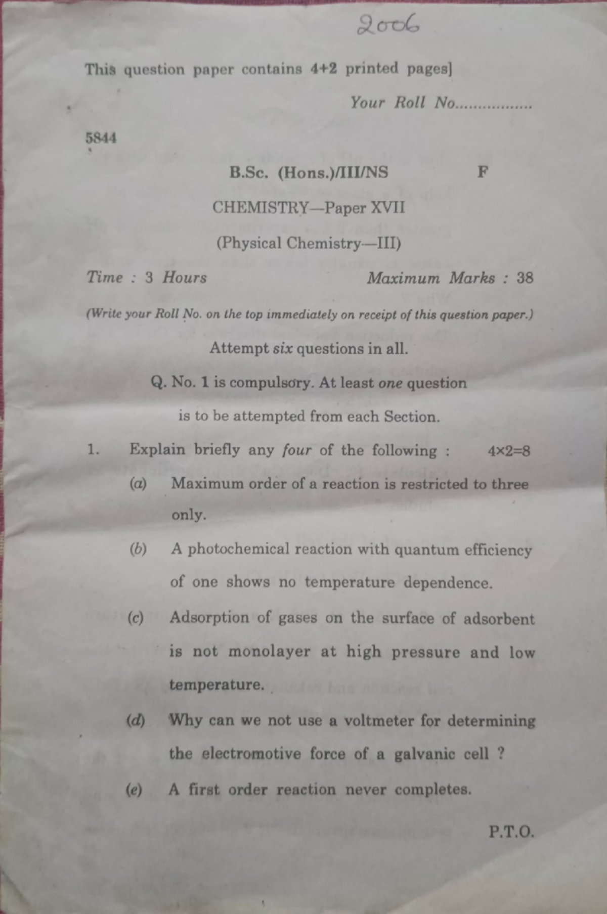 Physical question paper sem 4 - Bsc2023 - Studocu