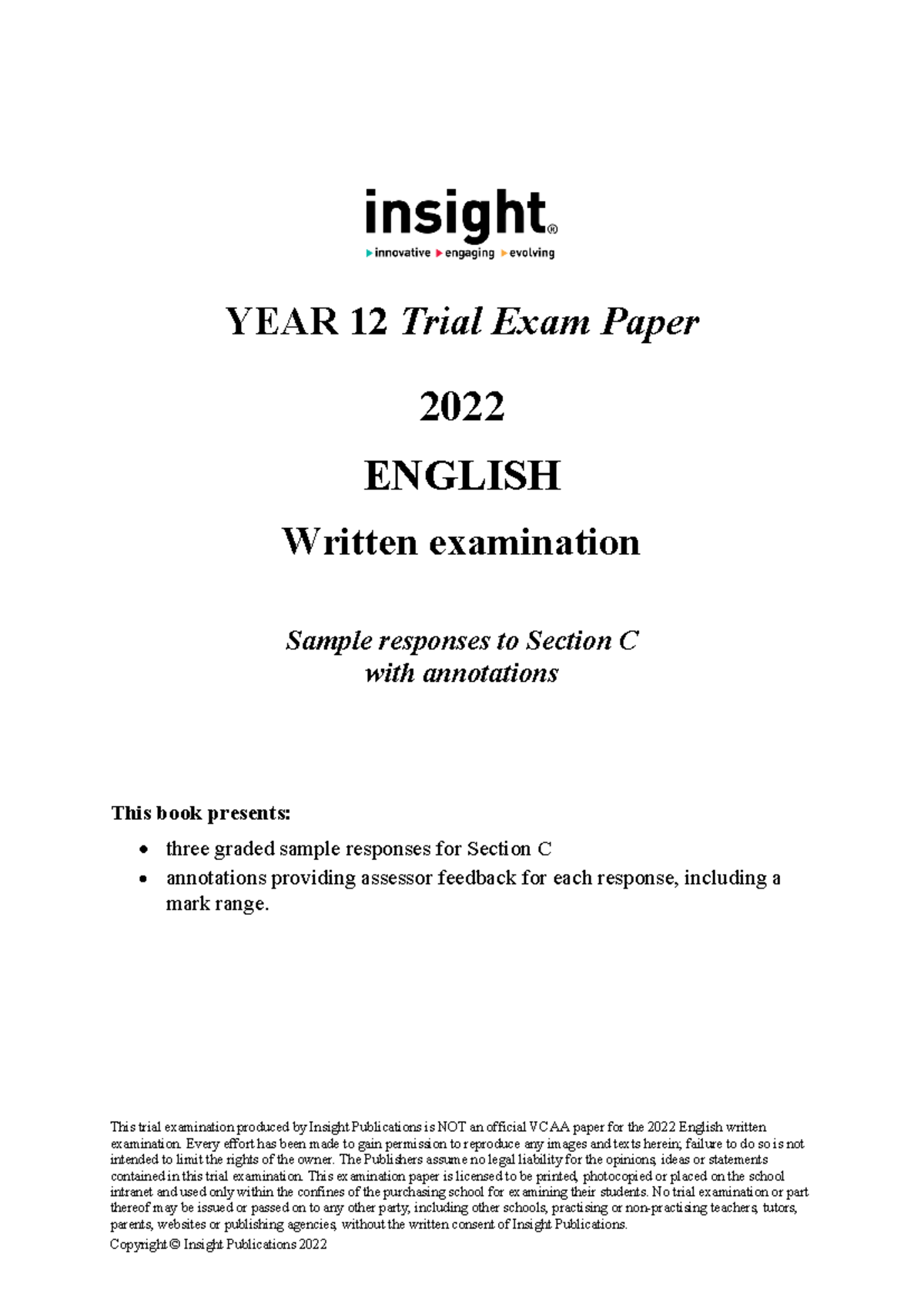 English Section C Sample Responses 11Feb22 - This trial examination ...