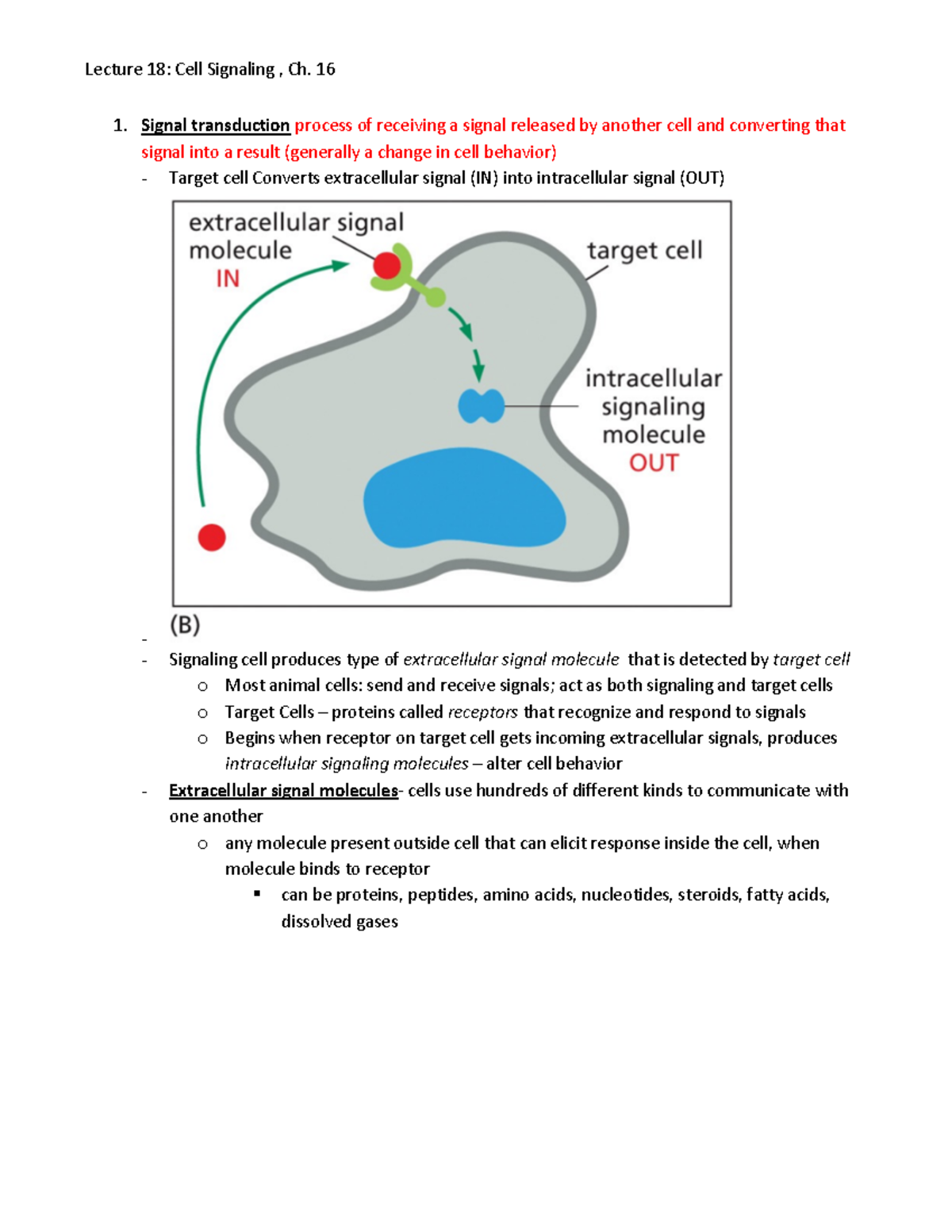 Signal transduction process of receiving a signal released by another ...