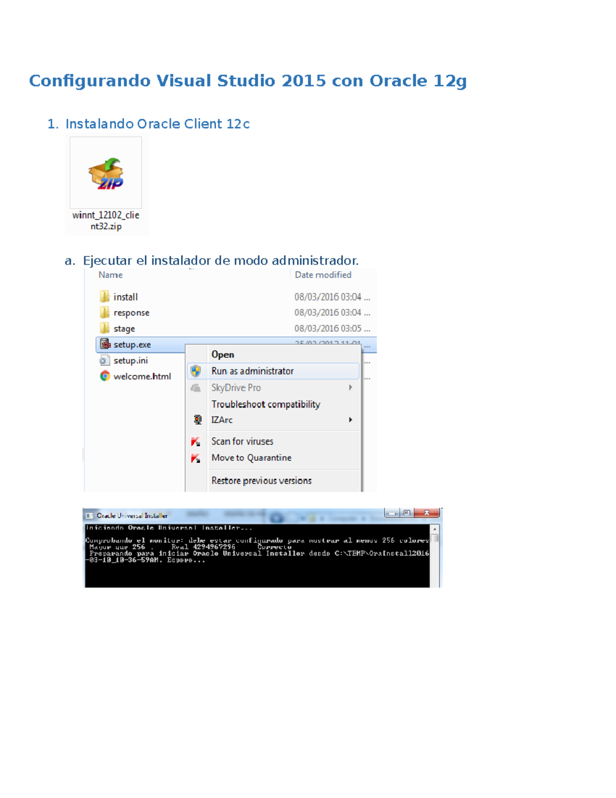 Configurando VS2015 con Oracle - Configurando Visual Studio 2015 con Oracle 12g 1. Instalando ...