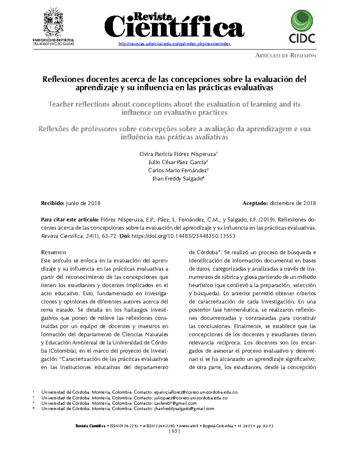 Reflexiones docentes acerca de las concepciones so - - Studocu