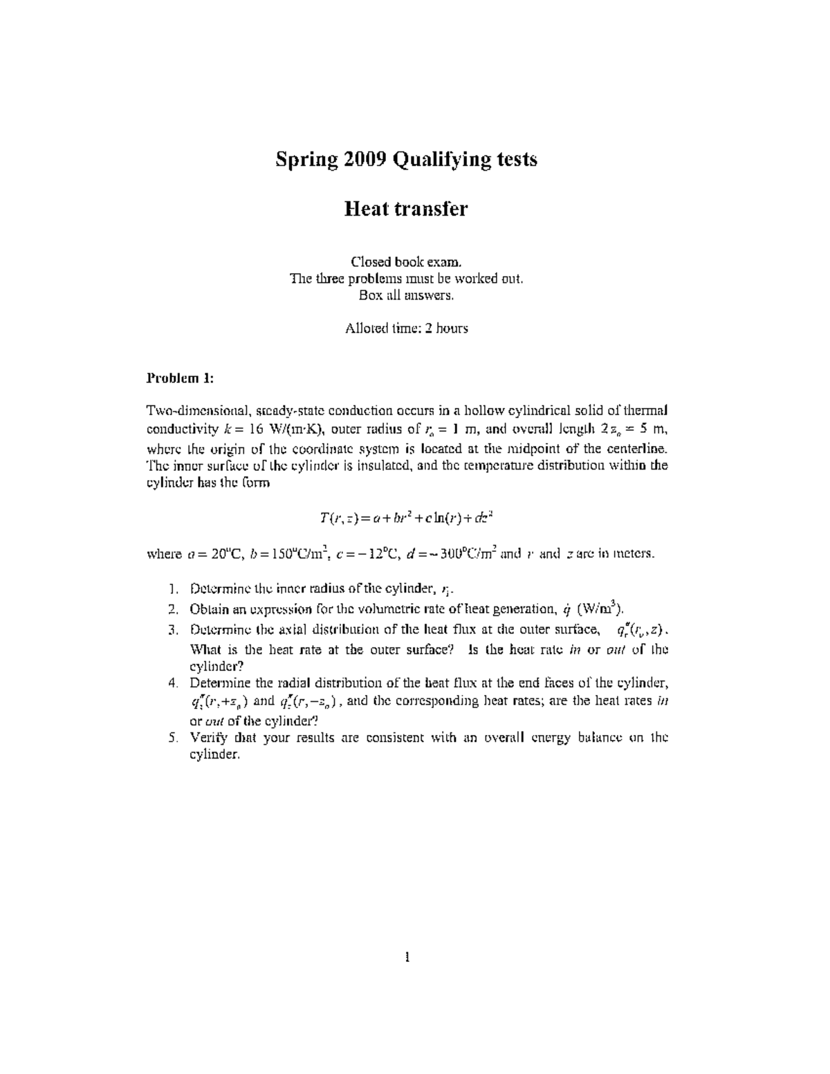 Heat-1 - Sample exam - Heat transfer - Studocu