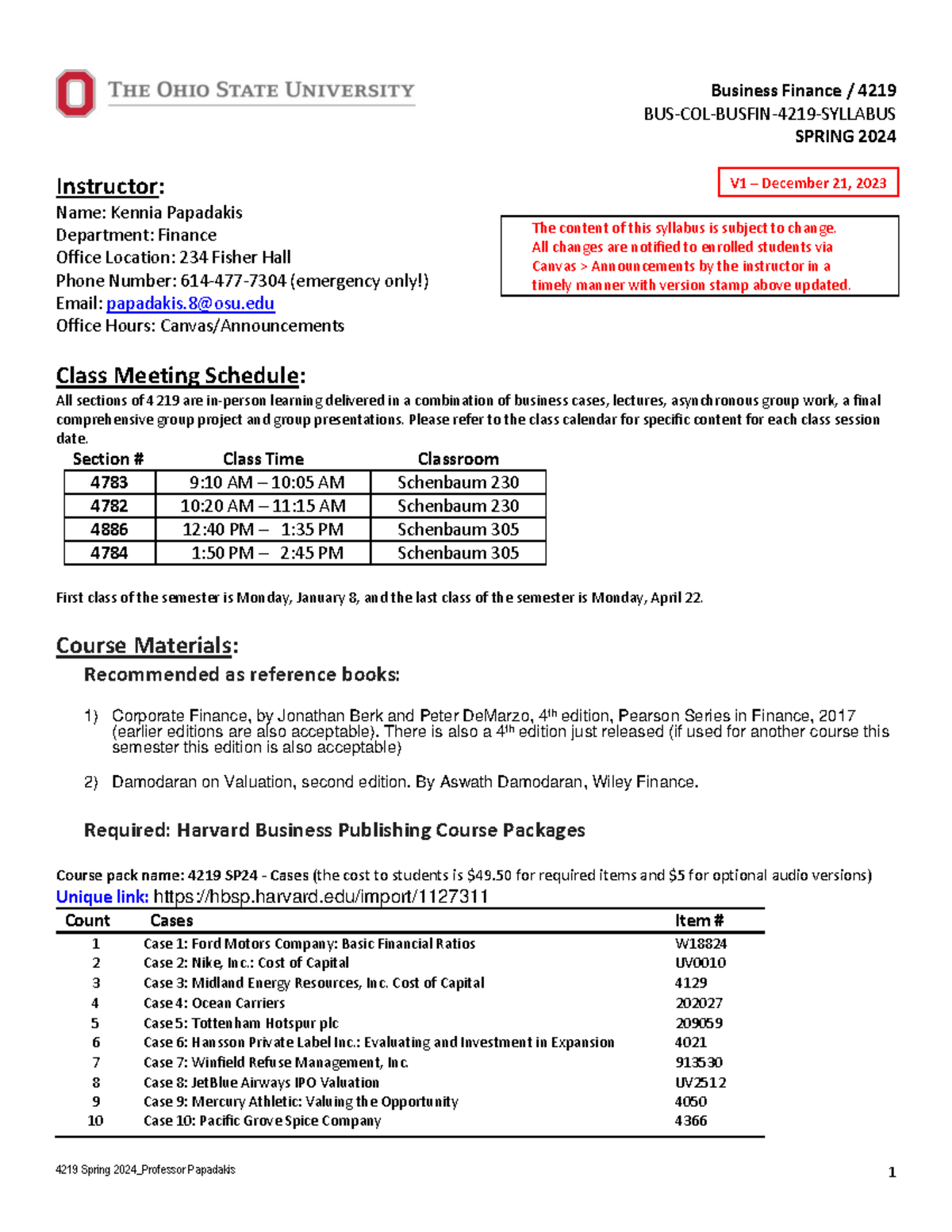 BUS-COL- Busfin 4219 Syllabus V1 12212023 Posted - Business Finance ...